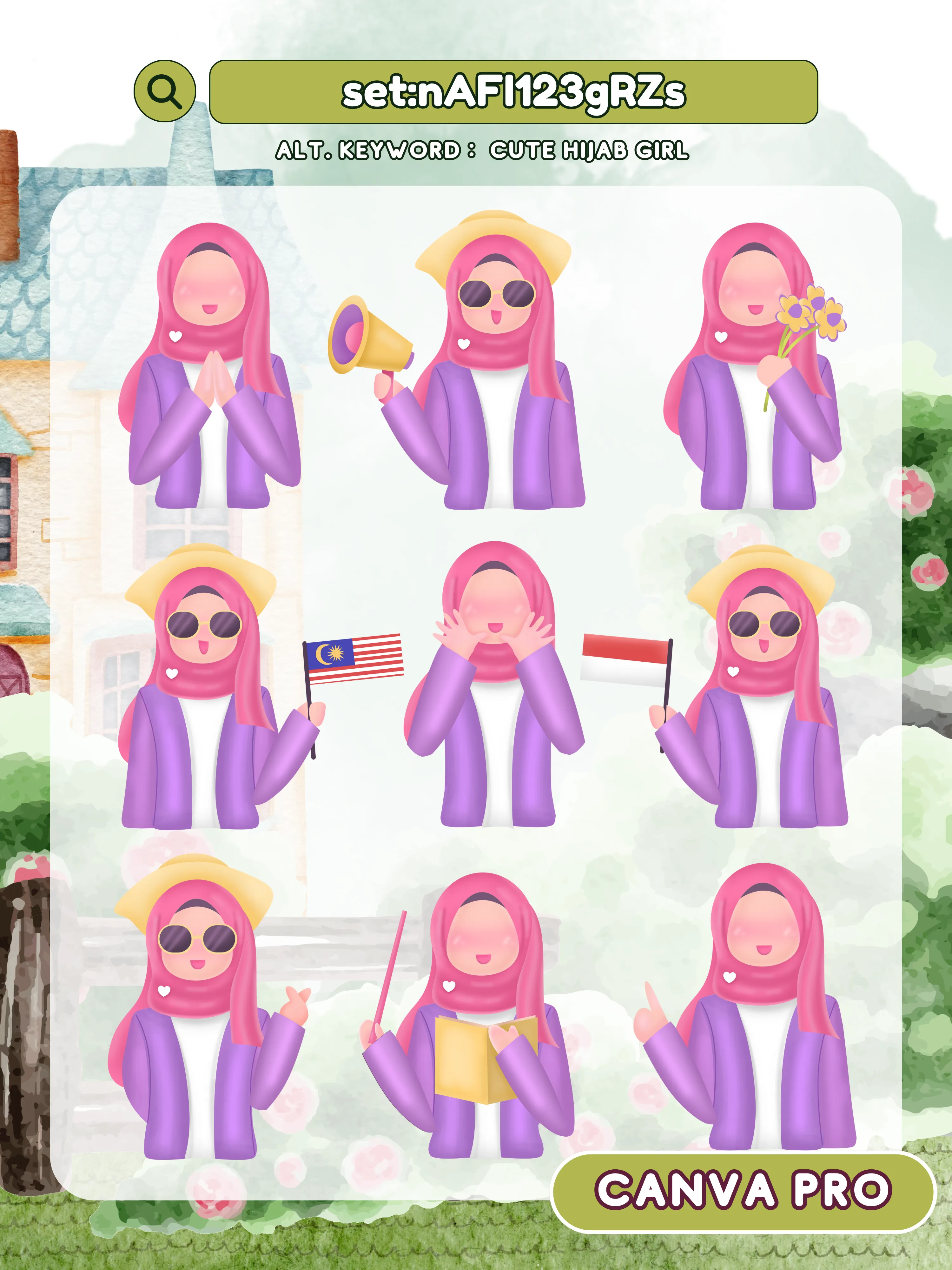 Kode Set Element Berhijab di Canva!! Part 1 | Galeri diposting oleh ...