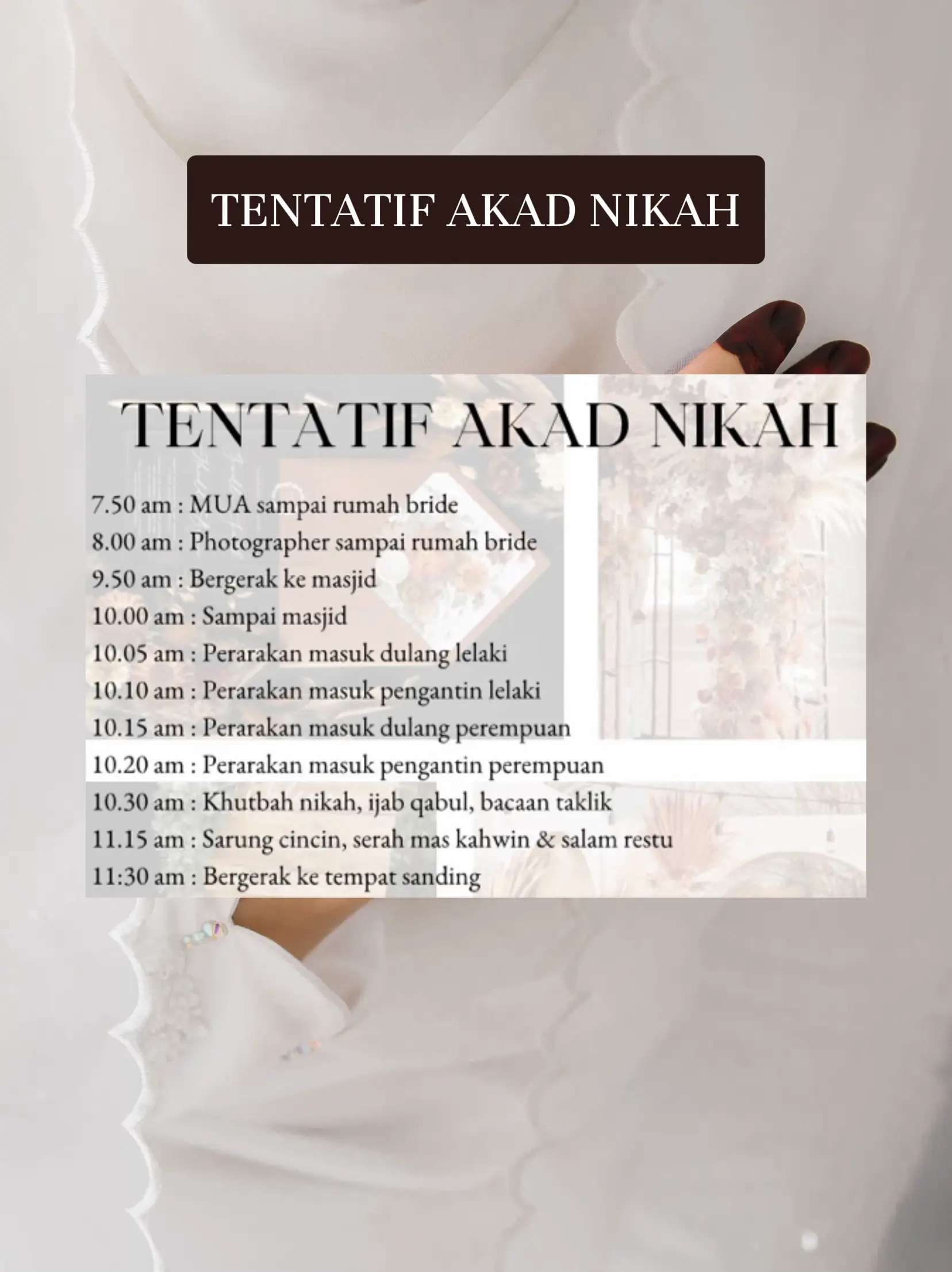 Tentatif majlis for nikah and sanding hari sama 🕊️📝 | Galeri disiarkan ...
