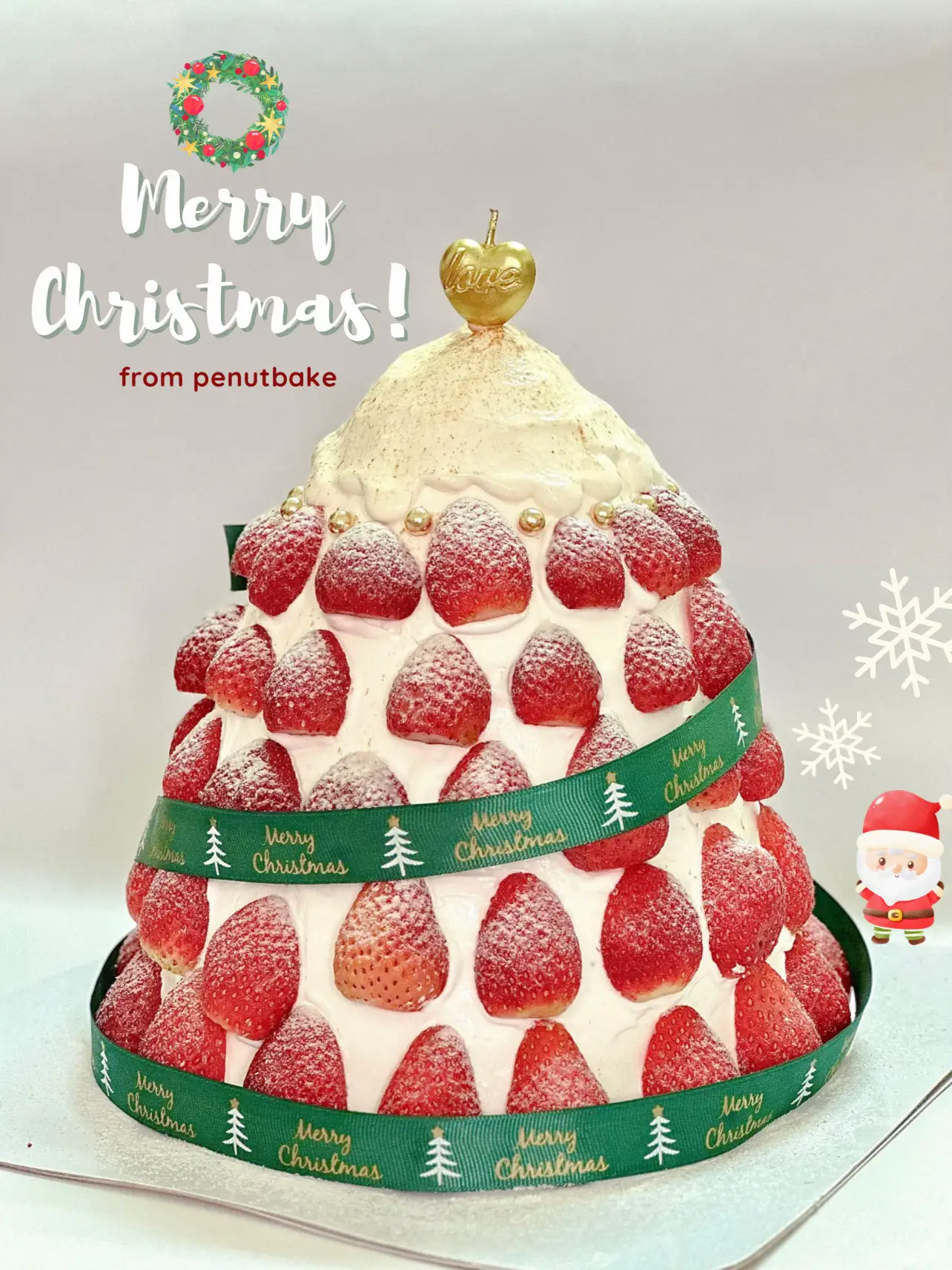 Strawberry Christmas tree Cake🎄🎅🏻 | วิดีโอที่เผยแพร่โดย Cha Natcha | Lemon8