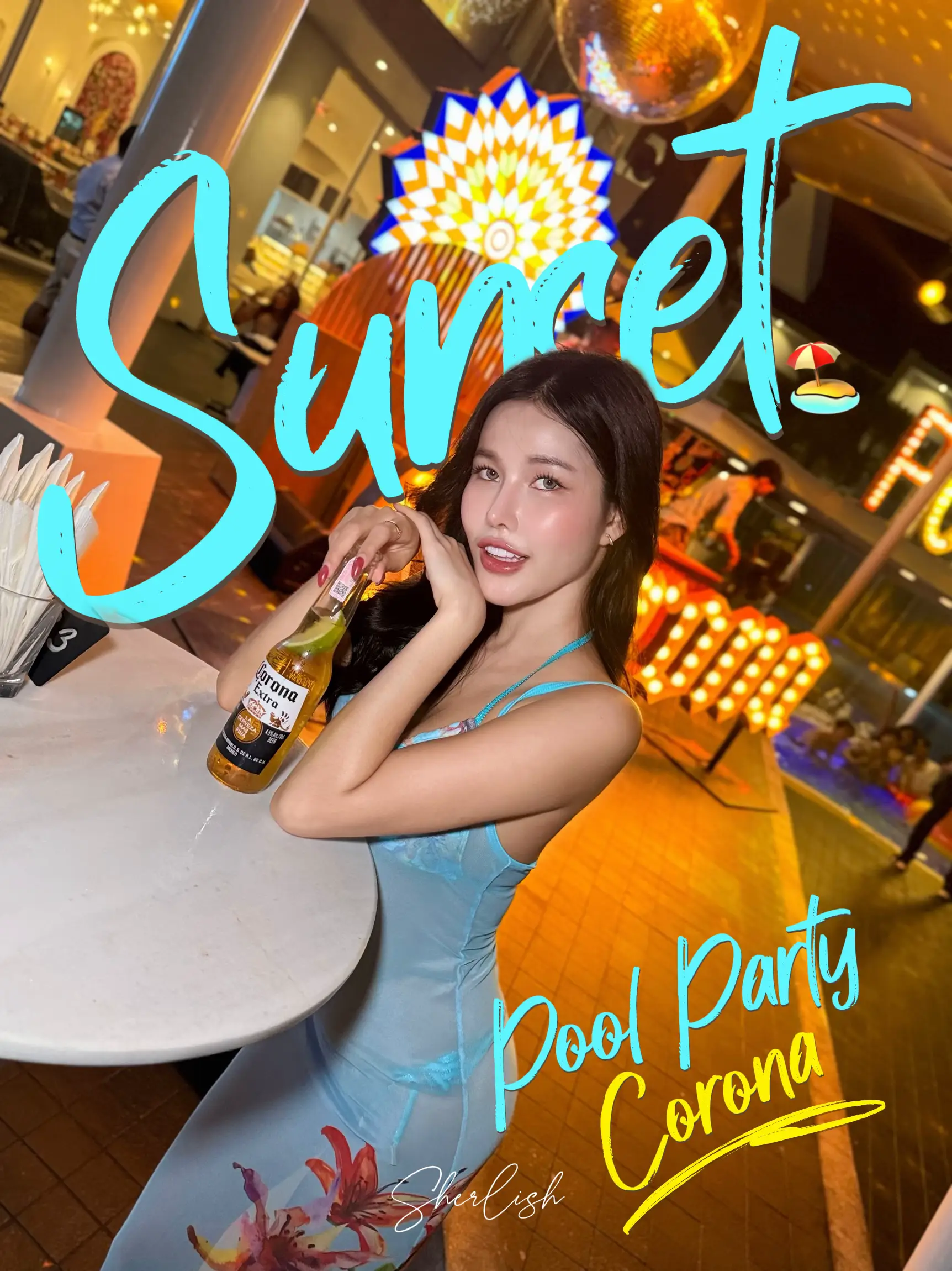 Sunset Pool Party Corona🏖️🥂 | แกลเลอรีที่โพสต์โดย Sherlishh | Lemon8