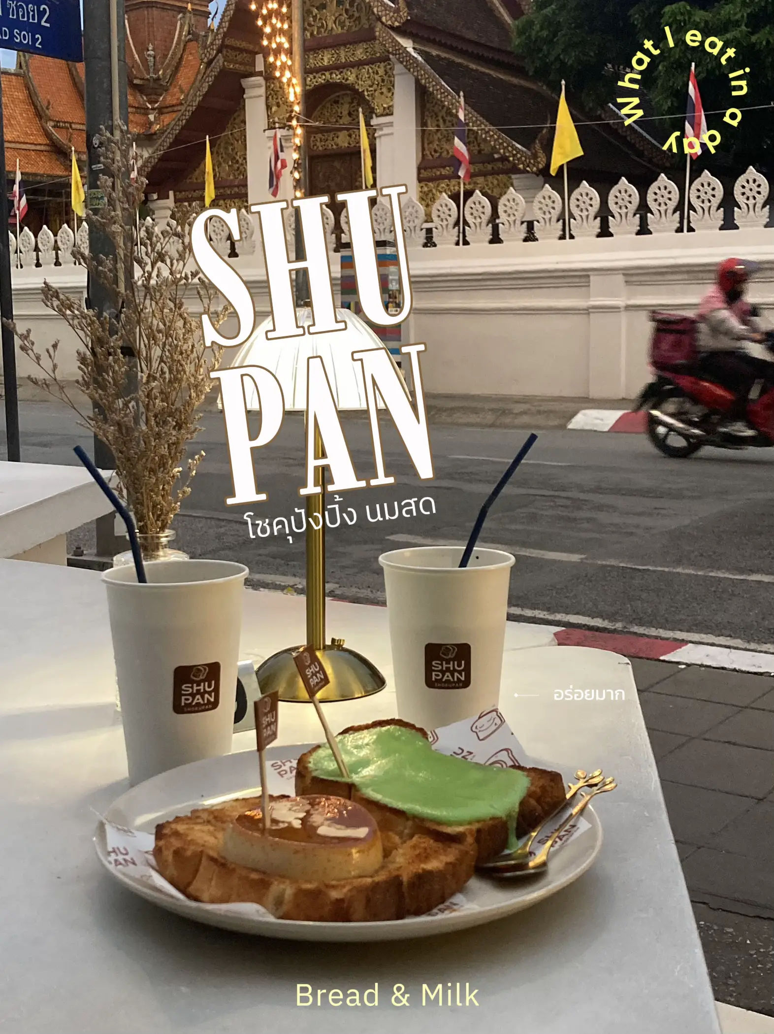 SHU PAN ร้านปังปิ้งนมสดวิวสวยย่านท่าแพ 🍞🥤 | แกลเลอรีที่โพสต์โดย Nm | Lemon8