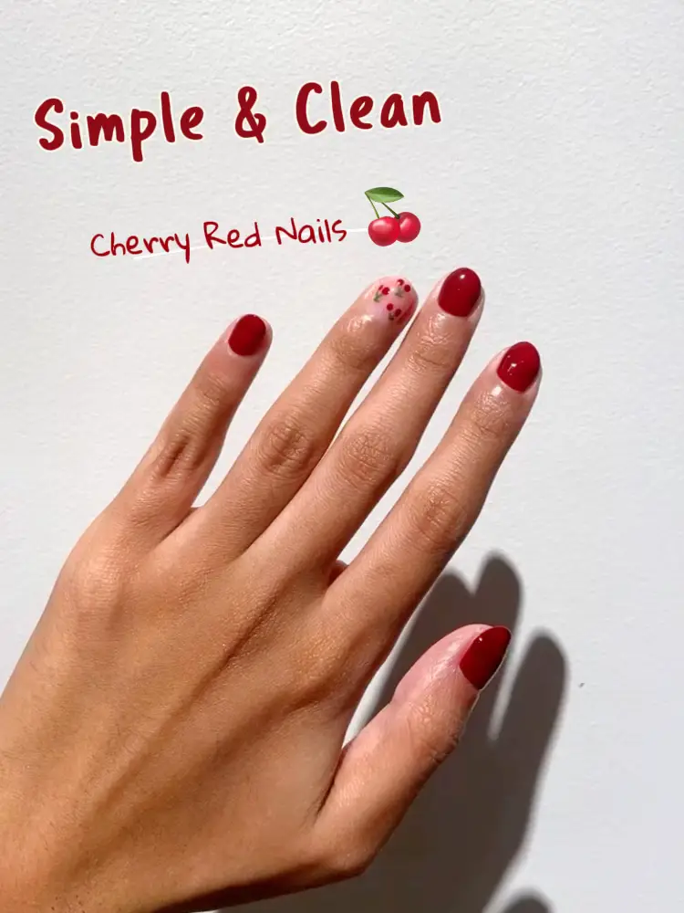 Simple & Clean Cherry Red Nails 🍒 | แกลเลอรีที่โพสต์โดย Neha Binwani | Lemon8