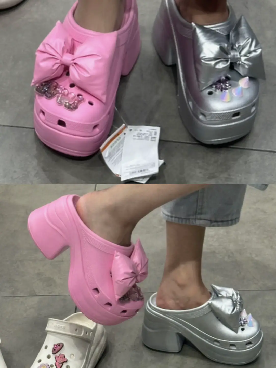 CROCS Siren Metallic Bow Clogน่ารักตะโกนมาก🎀🩷 | แกลเลอรีที่โพสต์โดย ...