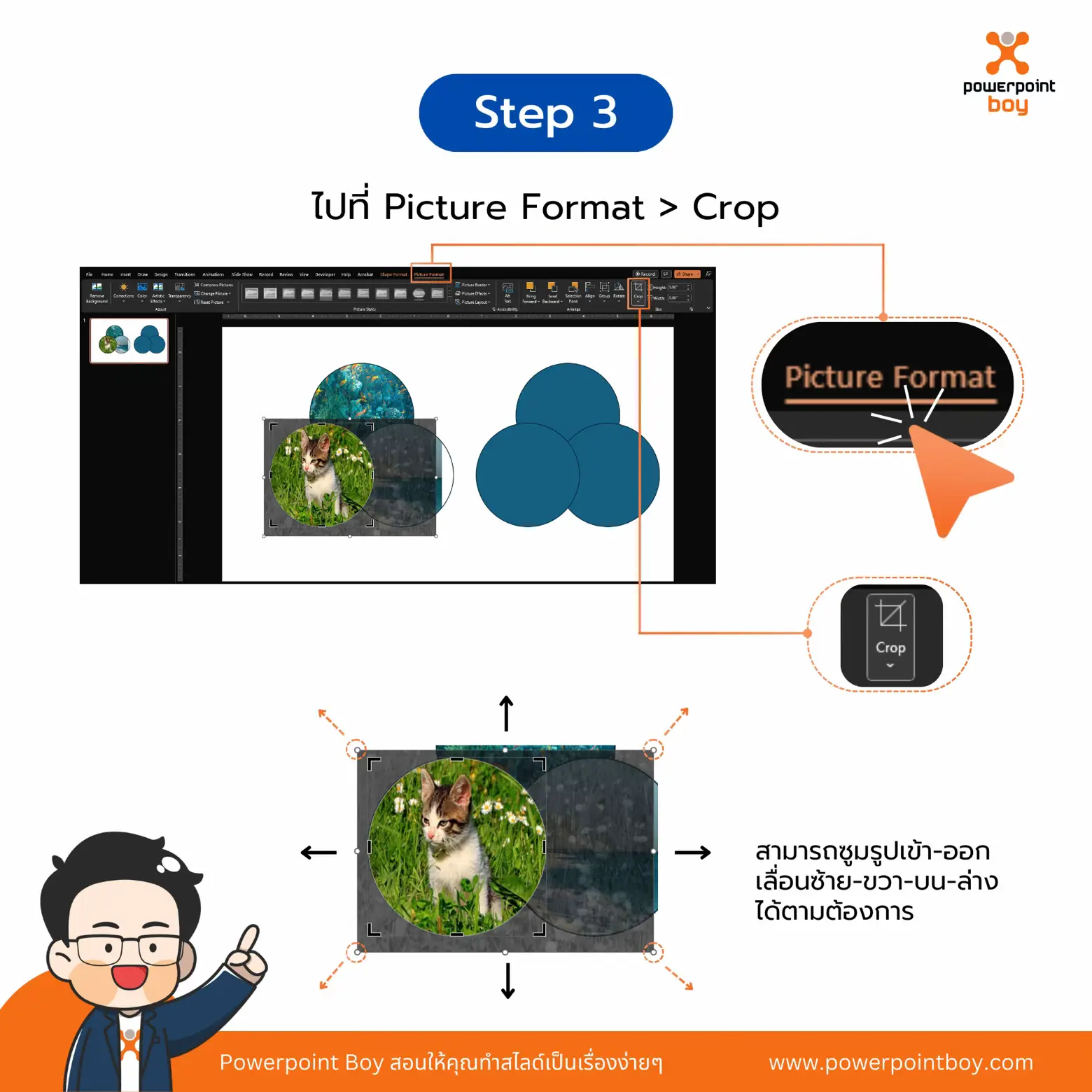 สอนวิธีทำภาพรูปวงกลมใส่รูปเท่ๆ ใน PowerPoint | แกลเลอรีที่โพสต์โดย PowerPoint Boy | Lemon8