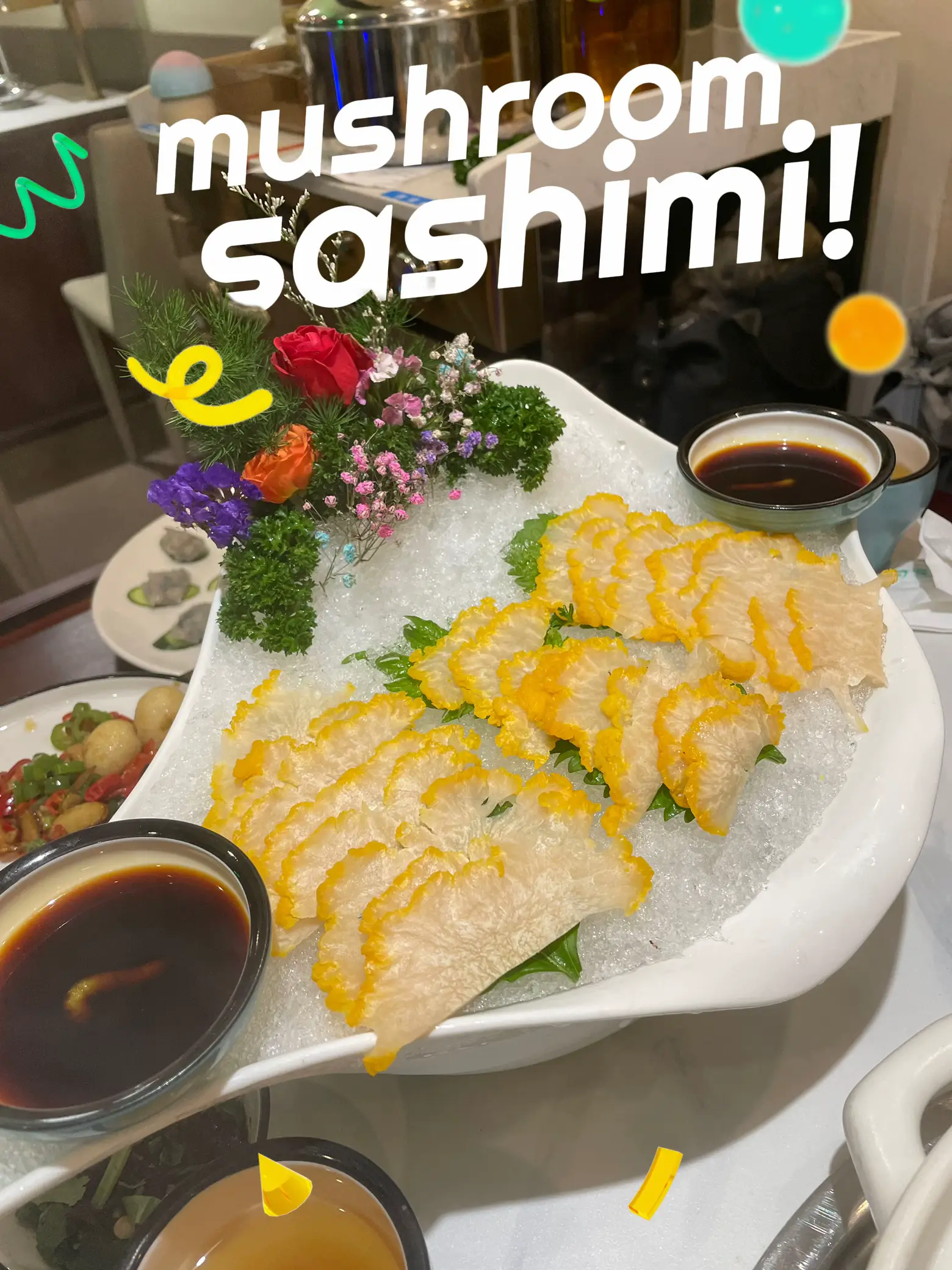 อาหารแปลกโคตร sashimiน้องเห็ด🍄 จิ้ม wasabi & shoyu ด้วย | แกลเลอรีที่โพสต์โดย phployy | Lemon8