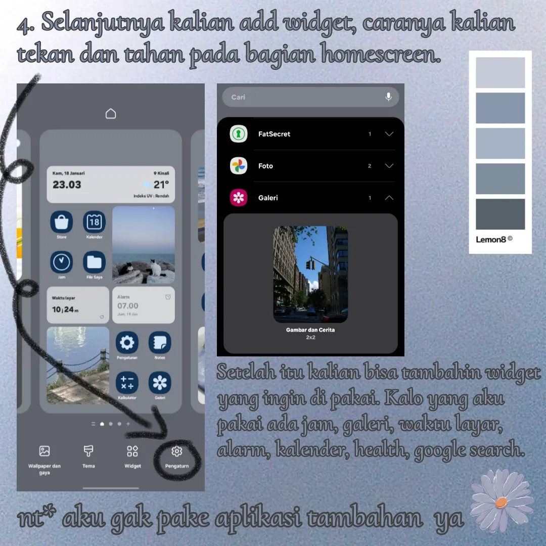 🦋 How to Make Aesthetic widget on Samsung 🦋 | Galeri diposting oleh Luthfiah Laiya | Lemon8