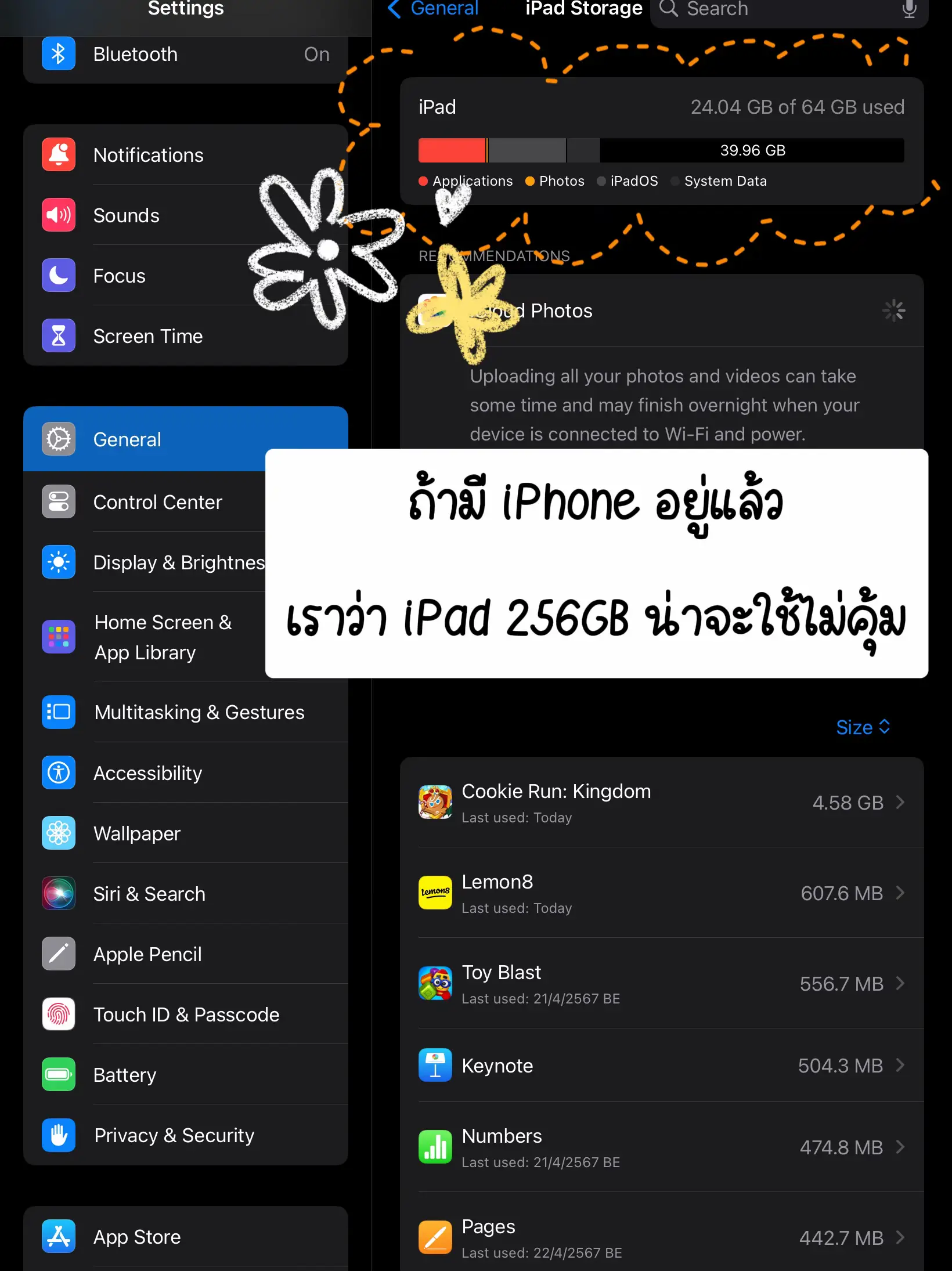 iPad gen10 64GB พอมั้ย? | แกลเลอรีที่โพสต์โดย ทูน่าจัง | Lemon8