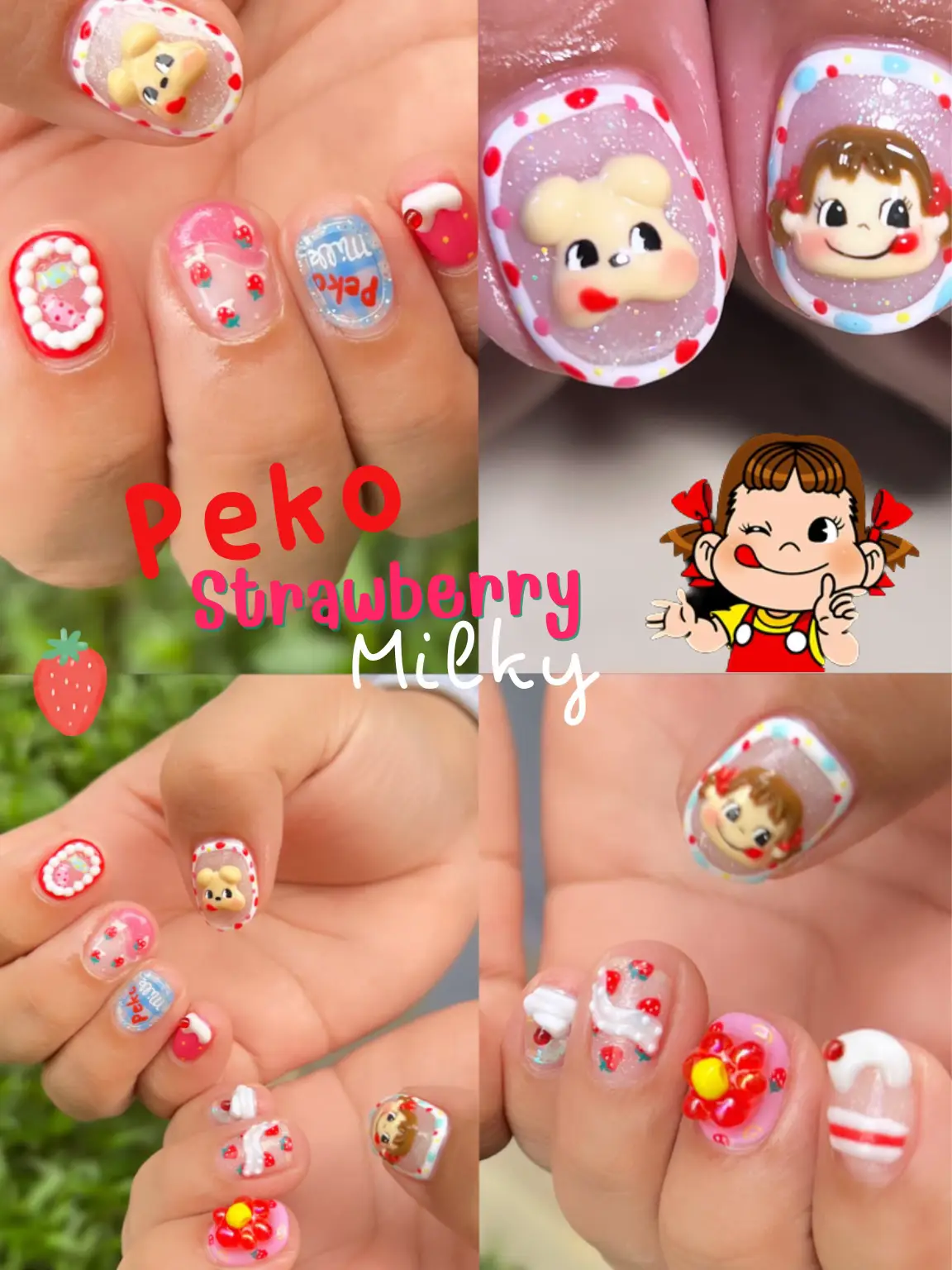 ทำเล็บลายน้อง peko น่ารักแบบตะโกน 🍓 | แกลเลอรีที่โพสต์โดย jennie.nelly | Lemon8