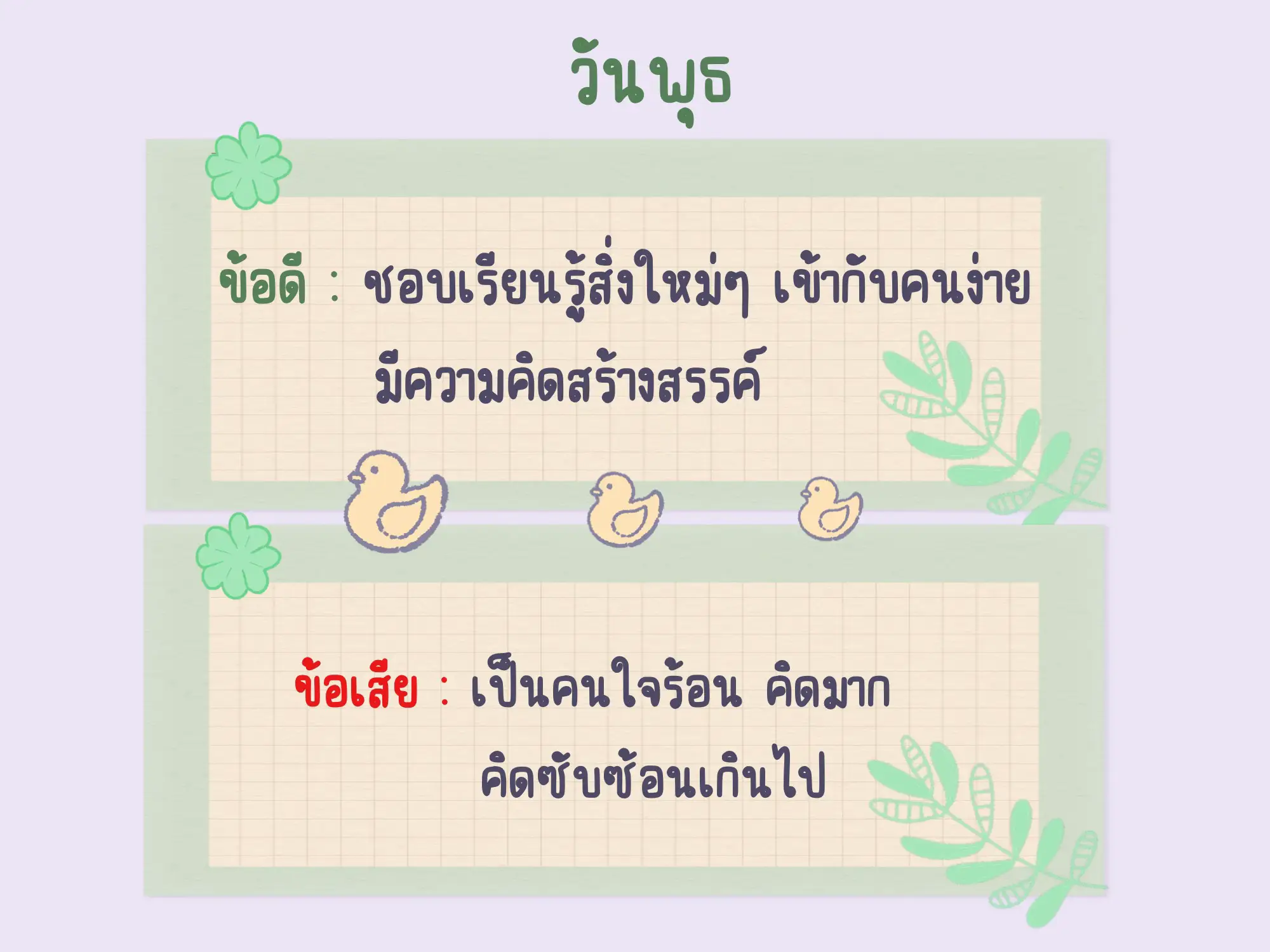 ข้อดี ข้อเสีย ตามวันเกิด แกลเลอรีที่โพสต์โดย จุ้งจ๋า คิ คิ Lemon8