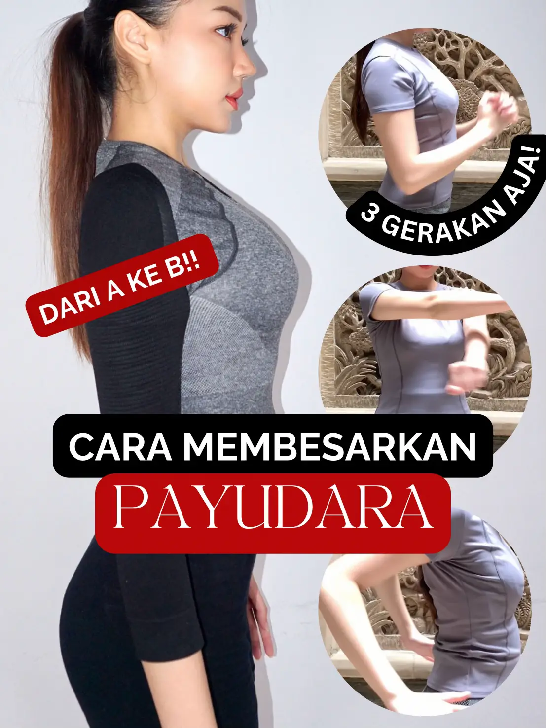 CARA MEMBESARKAN PAYUDARA DARI A-B🥵🔥 3 GERAKAN AJA | Video dipublikasikan oleh Charmine🤍 | Lemon8
