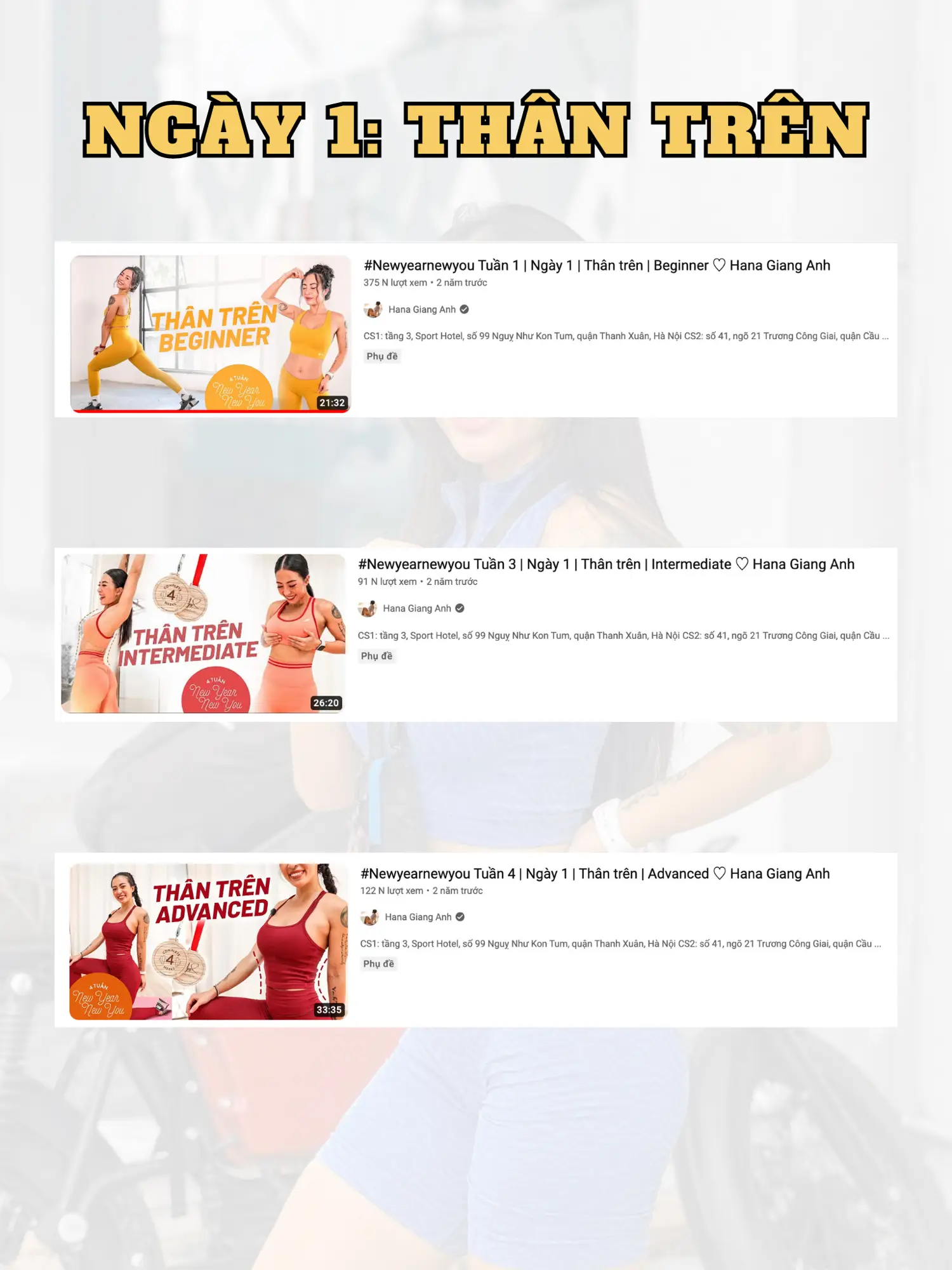 👌 Gợi ý lịch tập 1 tuần theo Hana Giang Anh 👌 | Bộ sưu tập do Thi Thơ 🫶🏻 đăng | Lemon8