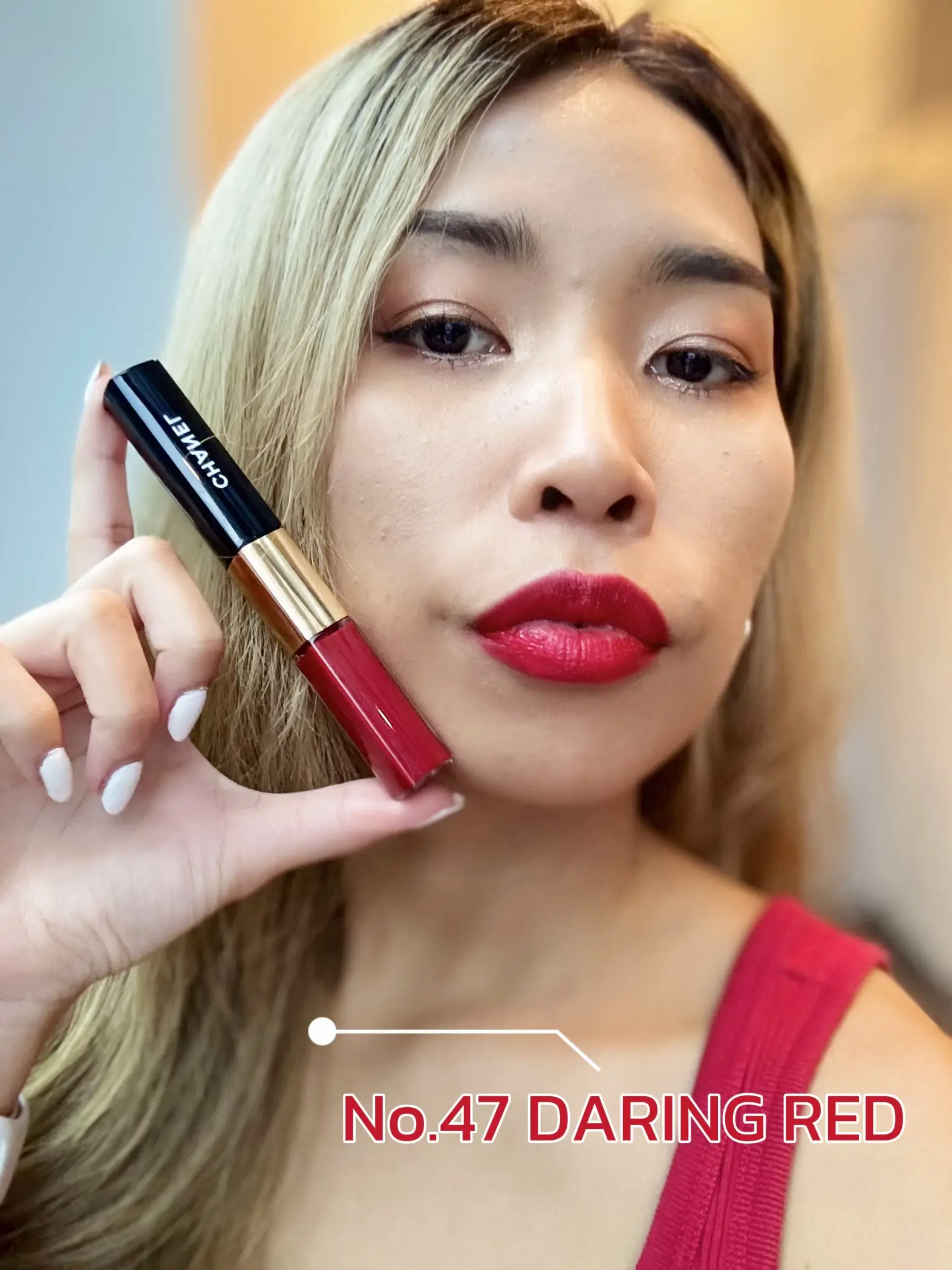รีวิวลิป CHANEL NO.47 DARLING RED | แกลเลอรีที่โพสต์โดย Foxy Cat | Lemon8