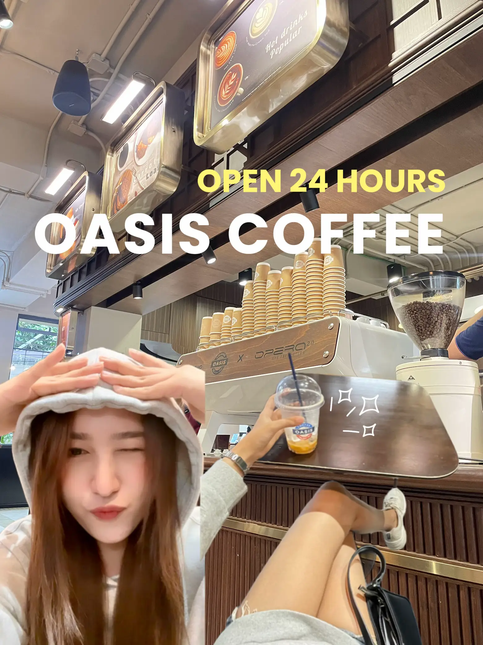 คาเฟ่ทำงานนั่งอ่านหนังสือ 24 ชม 👀👩🏻‍💻(oasis coffee) | แกลเลอรีที่โพสต์โดย jtoon | Lemon8