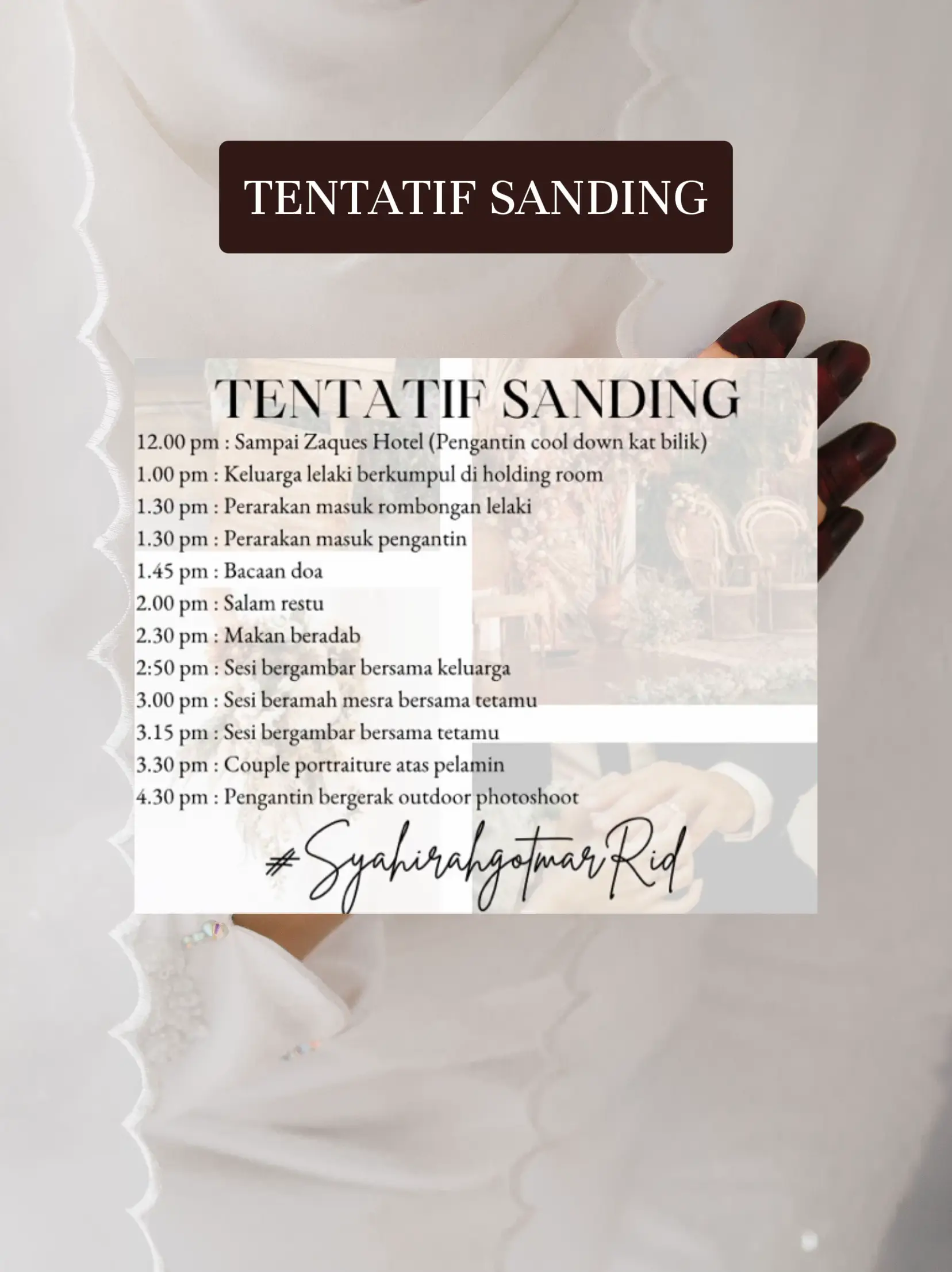 Tentatif majlis for nikah and sanding hari sama 🕊️📝 | Galeri disiarkan ...