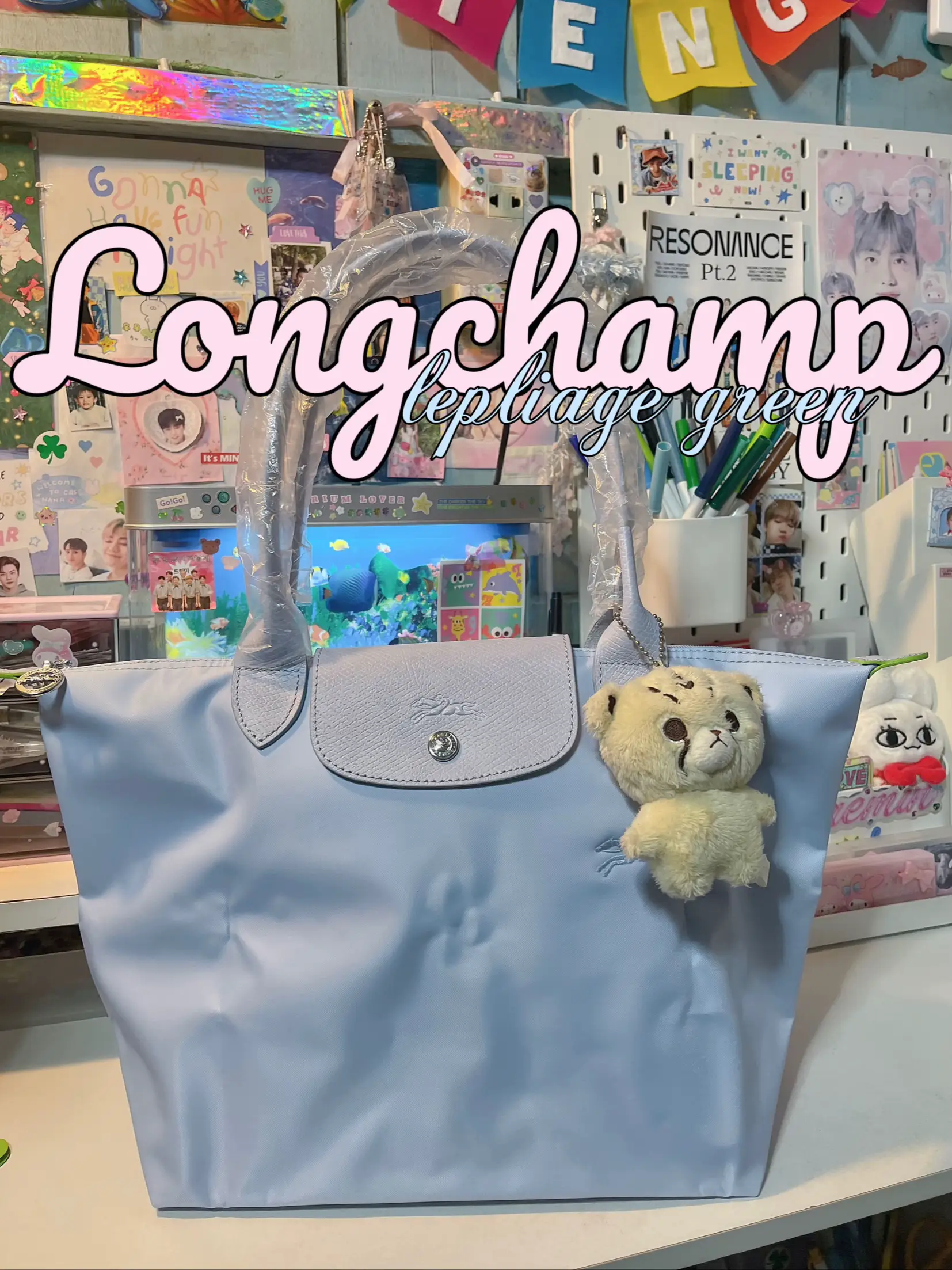 Longchamp lepliage green Size m long สี sky blue 💙 | แกลเลอรีที่โพสต์ ...