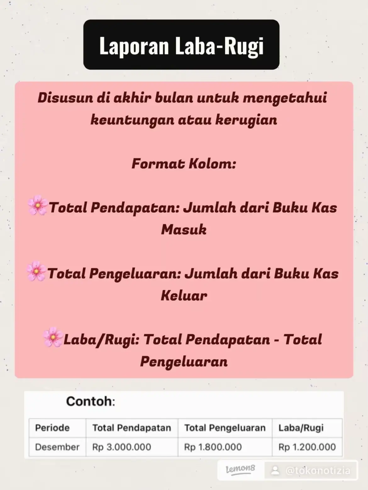 CONTOH FORMAT PEMBUKUAN SIMPEL ️ | Galeri diposting oleh Ira | Lemon8