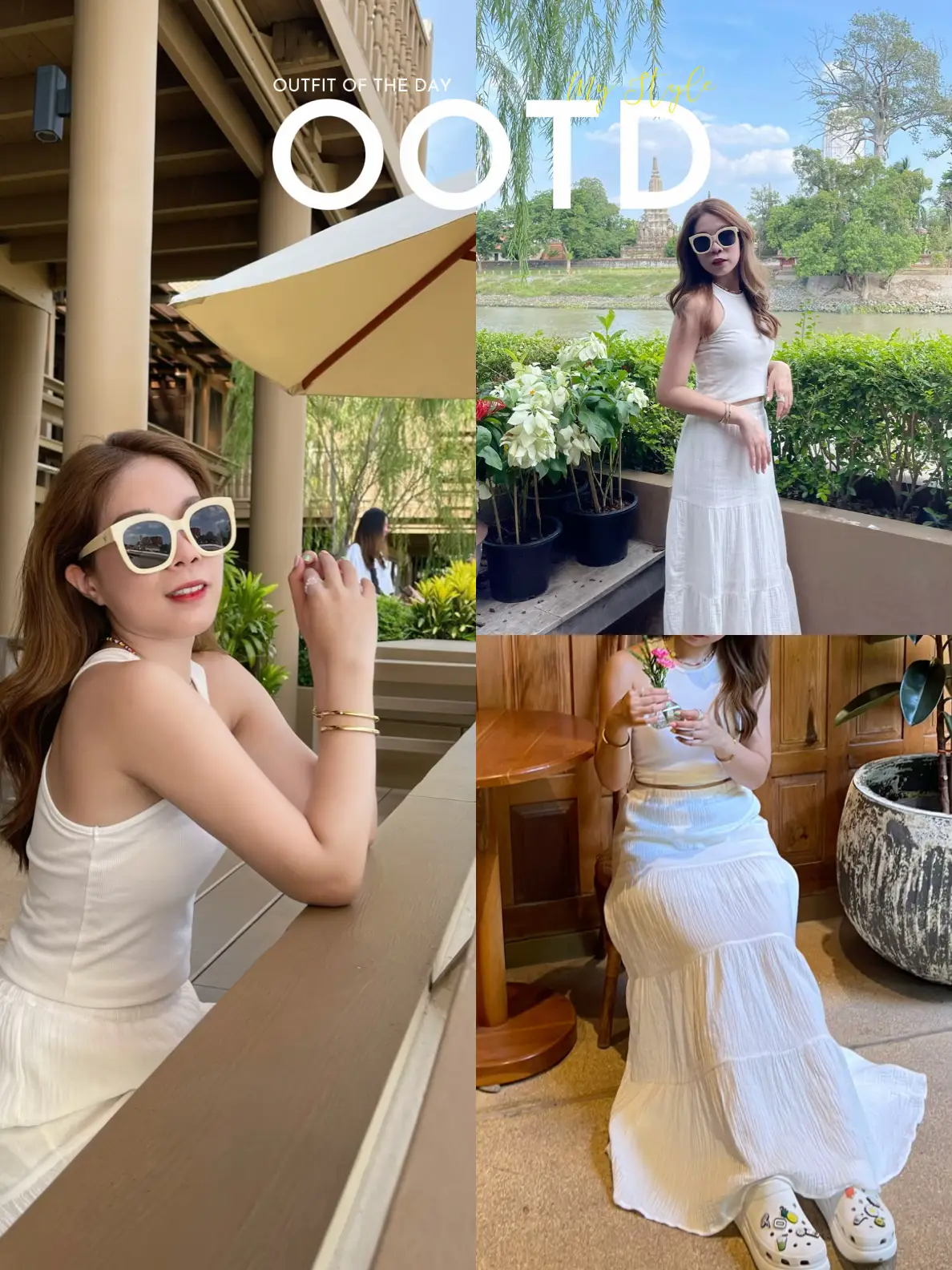 OOTD x กระโปรงยาวสีขาว 🥨 👗 | แกลเลอรีที่โพสต์โดย 𝐦𝐦 ♡︎ | Lemon8
