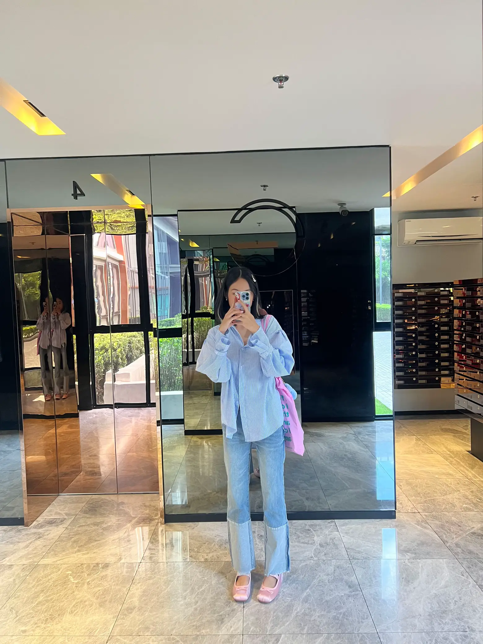 Pink&Blue ootd กับ Blue striped shirt ที่ถูกต้อง🎀🦋 | แกลเลอรีที่โพสต์ ...