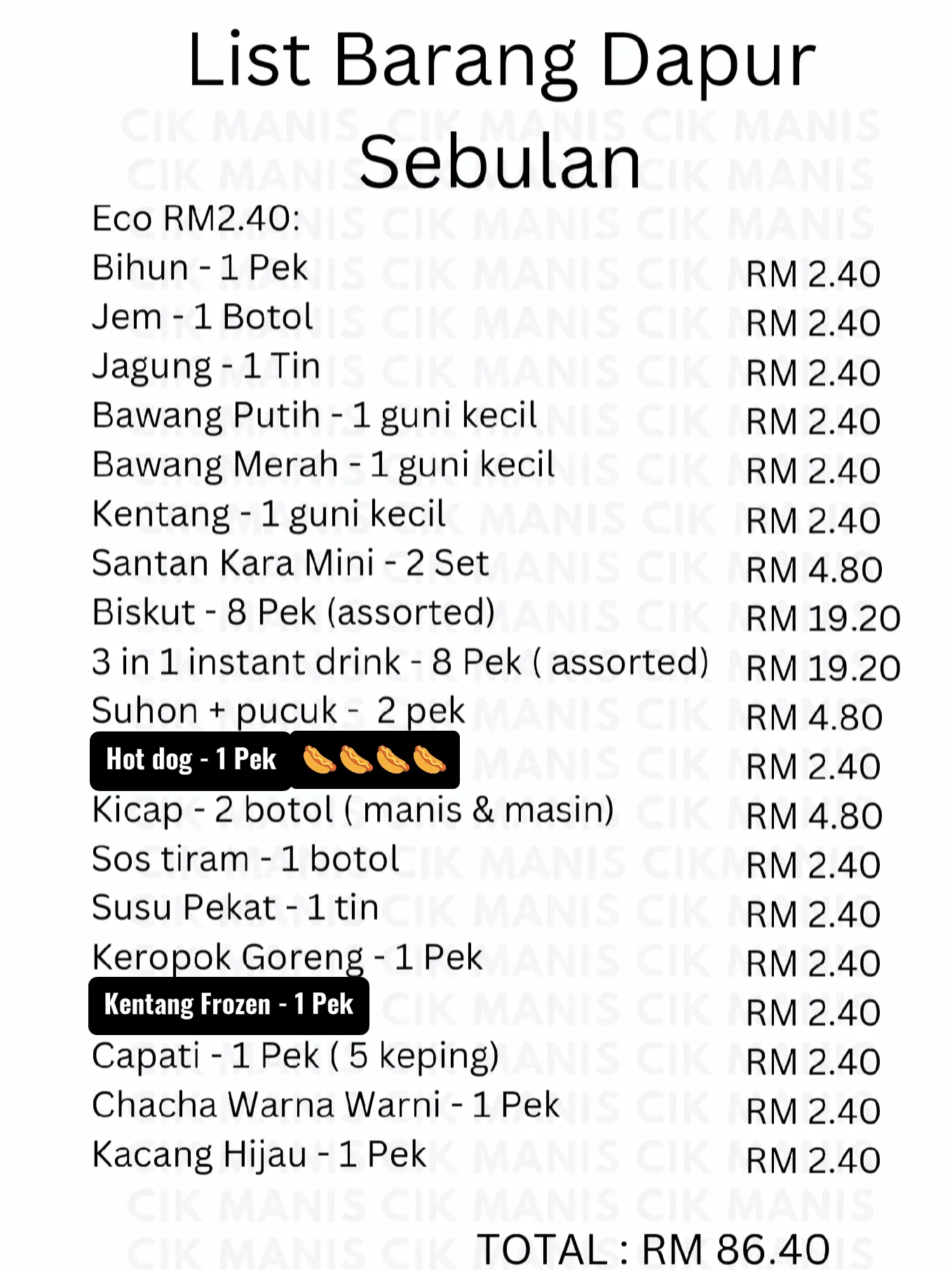 senarai barang dapur - Carian Lemon8