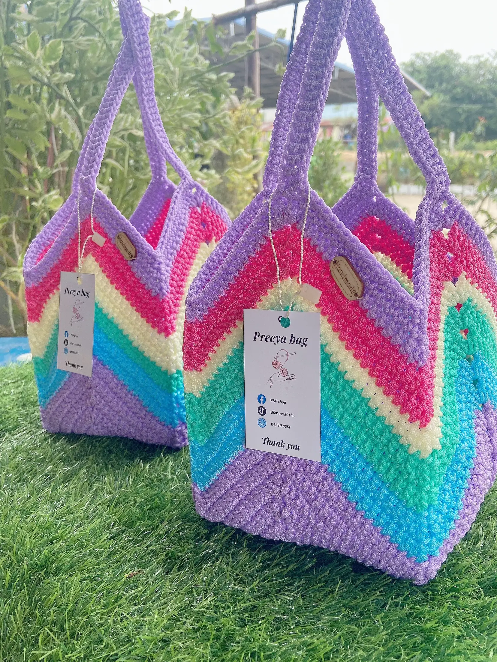 Curry Bag Or Granny Squares Bag Cute Rainbow Pattern | Video published ...