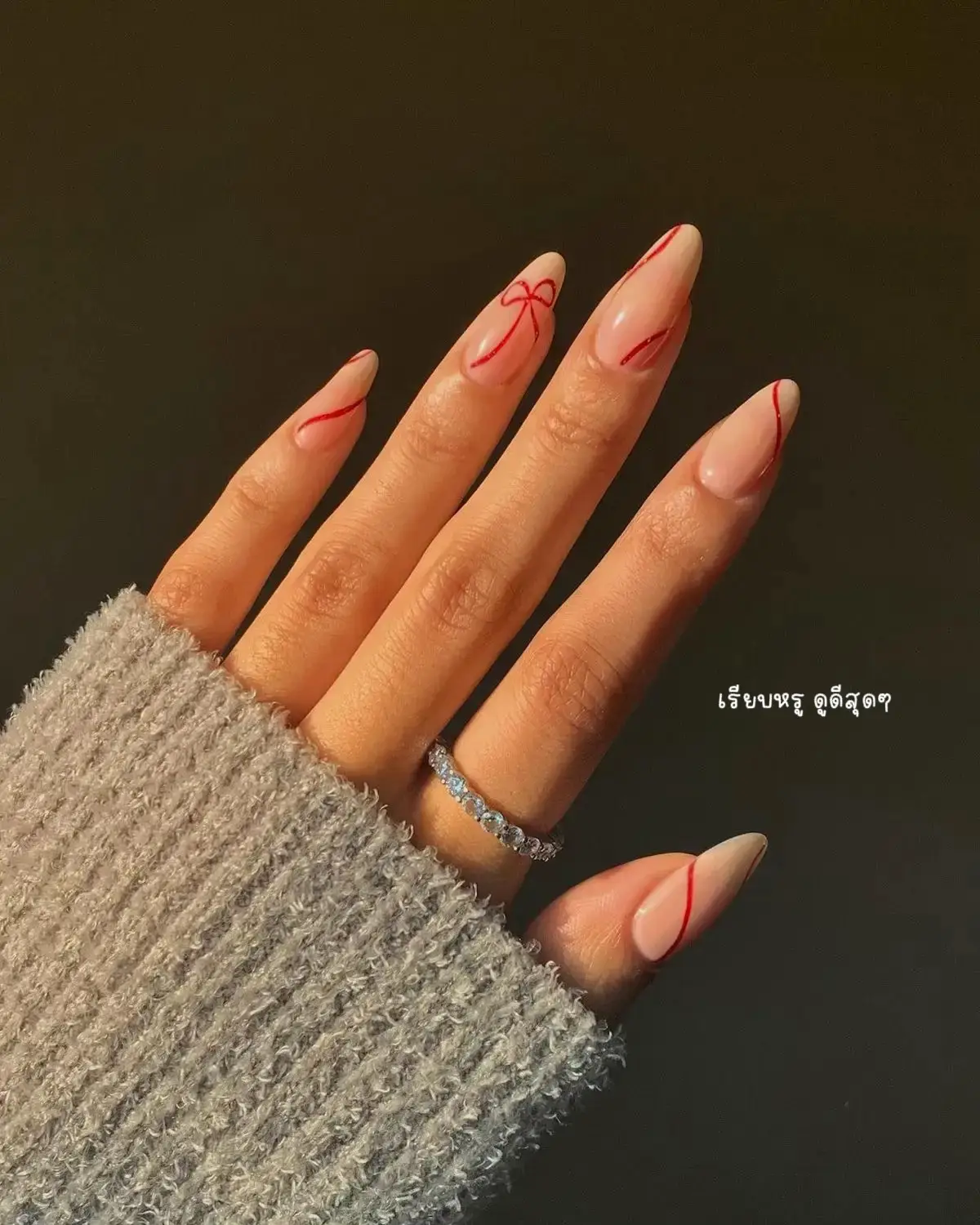 Red Nail With Cute Ribbon🎀 : Nail Idea 2024 🍋 | แกลเลอรีที่โพสต์โดย ...