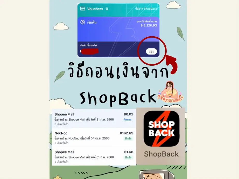 ถอนเงินคืนจาก ShopBack ง่าย ๆ | แกลเลอรีที่โพสต์โดย คุณหวาน_Channel | Lemon8