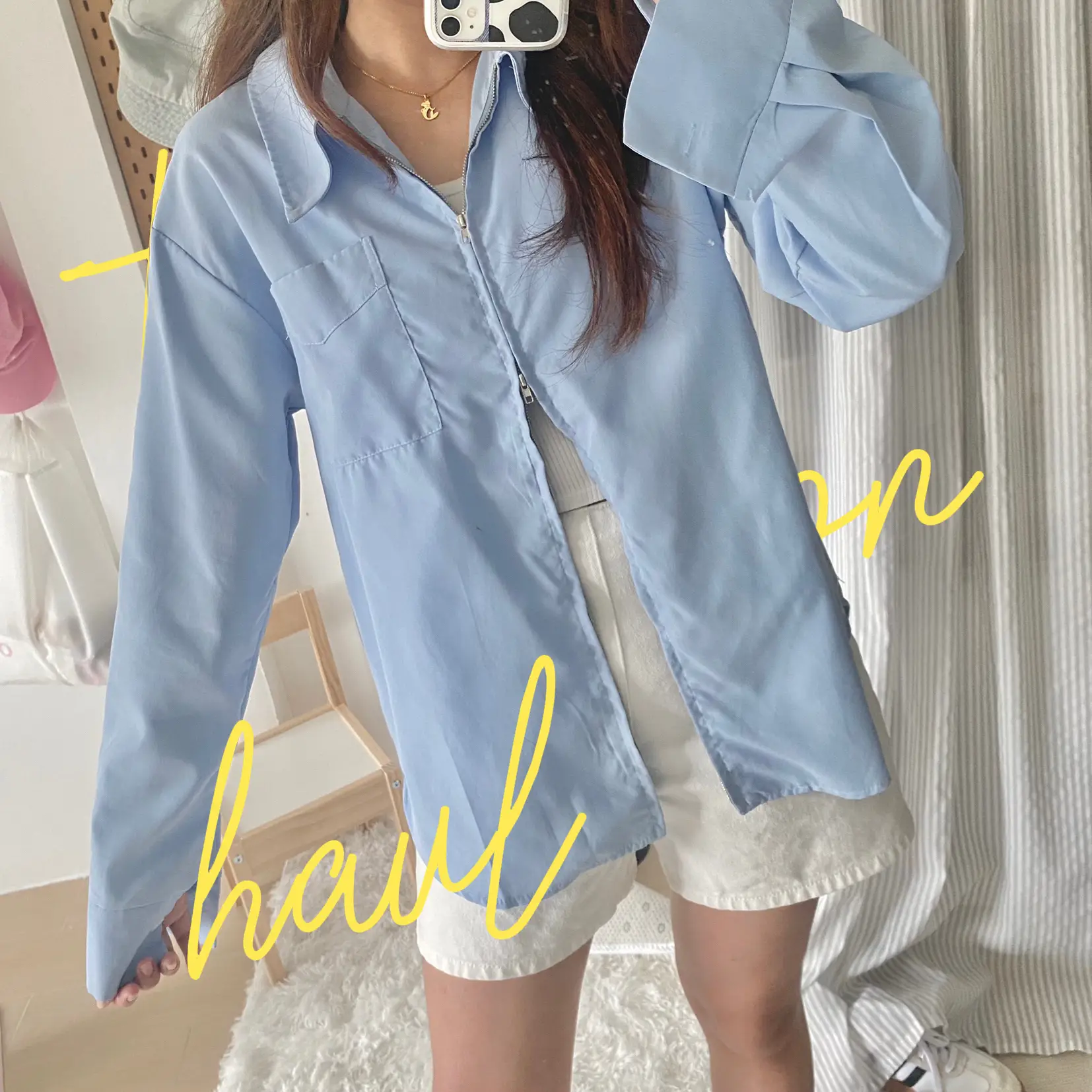 OOTD - BLUE SHIRT AND WHITE SHORTS 🌧 | แกลเลอรีที่โพสต์โดย myminimoolin ...