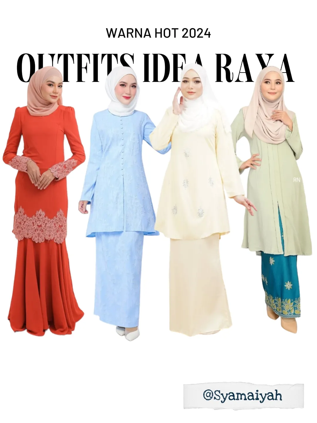 WARNA HOT OUTFITS IDEA RAYA 2024 | Galeri disiarkan oleh Syamaiyah | Lemon8