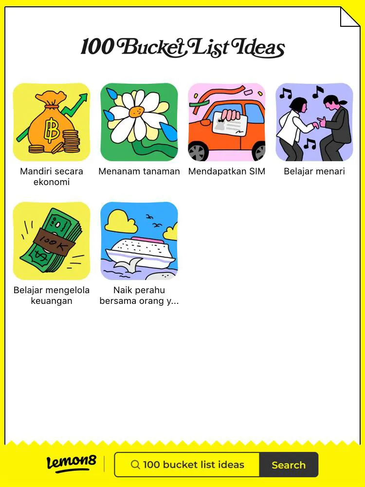 Yuk, cek 100 ide bucket list! | Galeri diposting oleh ahmadi | Lemon8