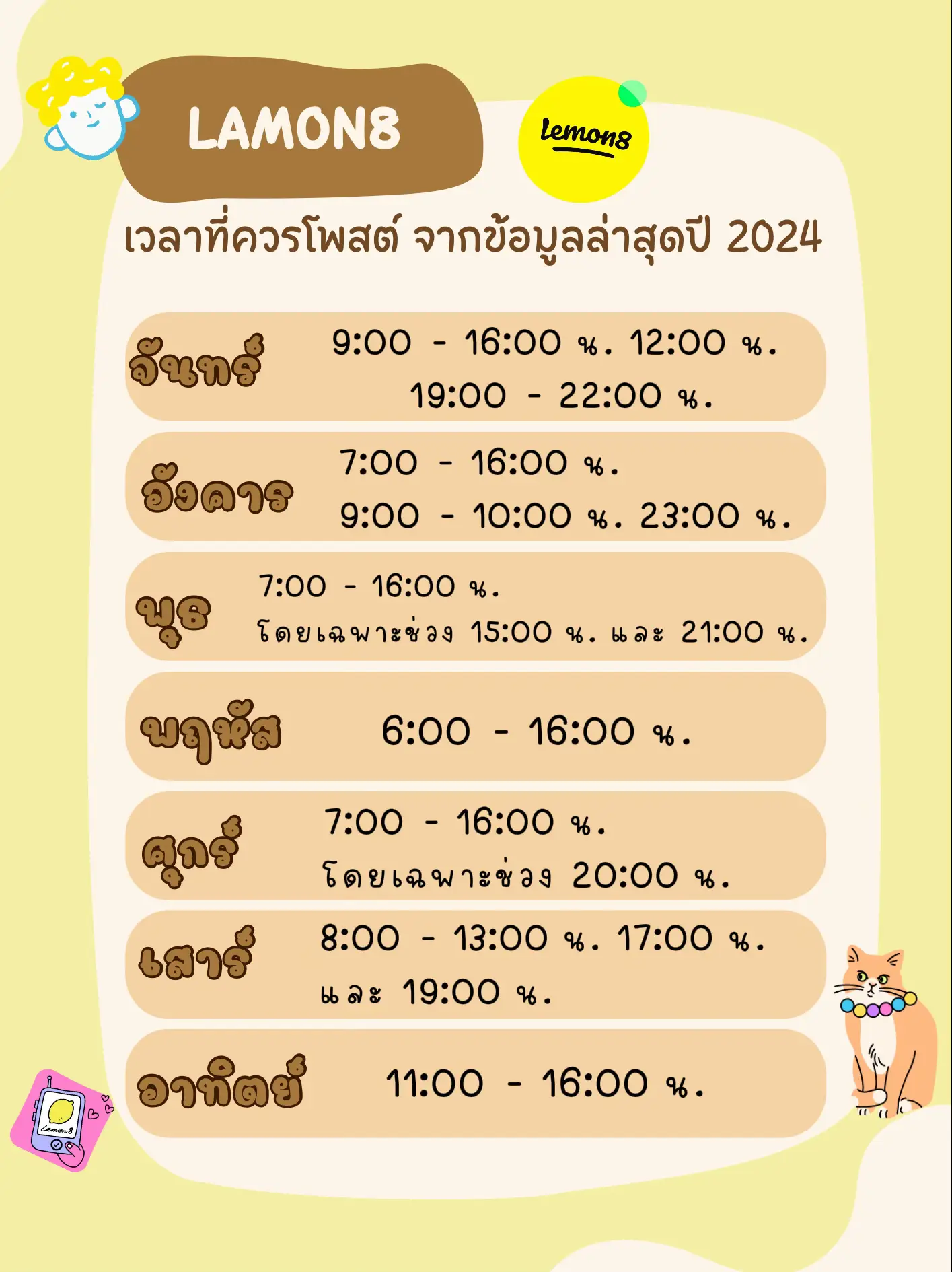 ช่วงเวลาที่ควรโพสต์ lamon8🍋 | แกลเลอรีที่โพสต์โดย เอยเล่าให้ฟัง | Lemon8