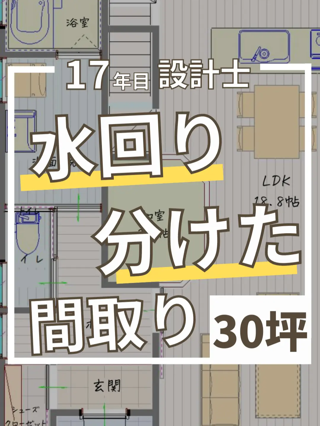 水回りとLDK分離間取り | うちマド！｜30坪の間取り図鑑の投稿動画 | Lemon8