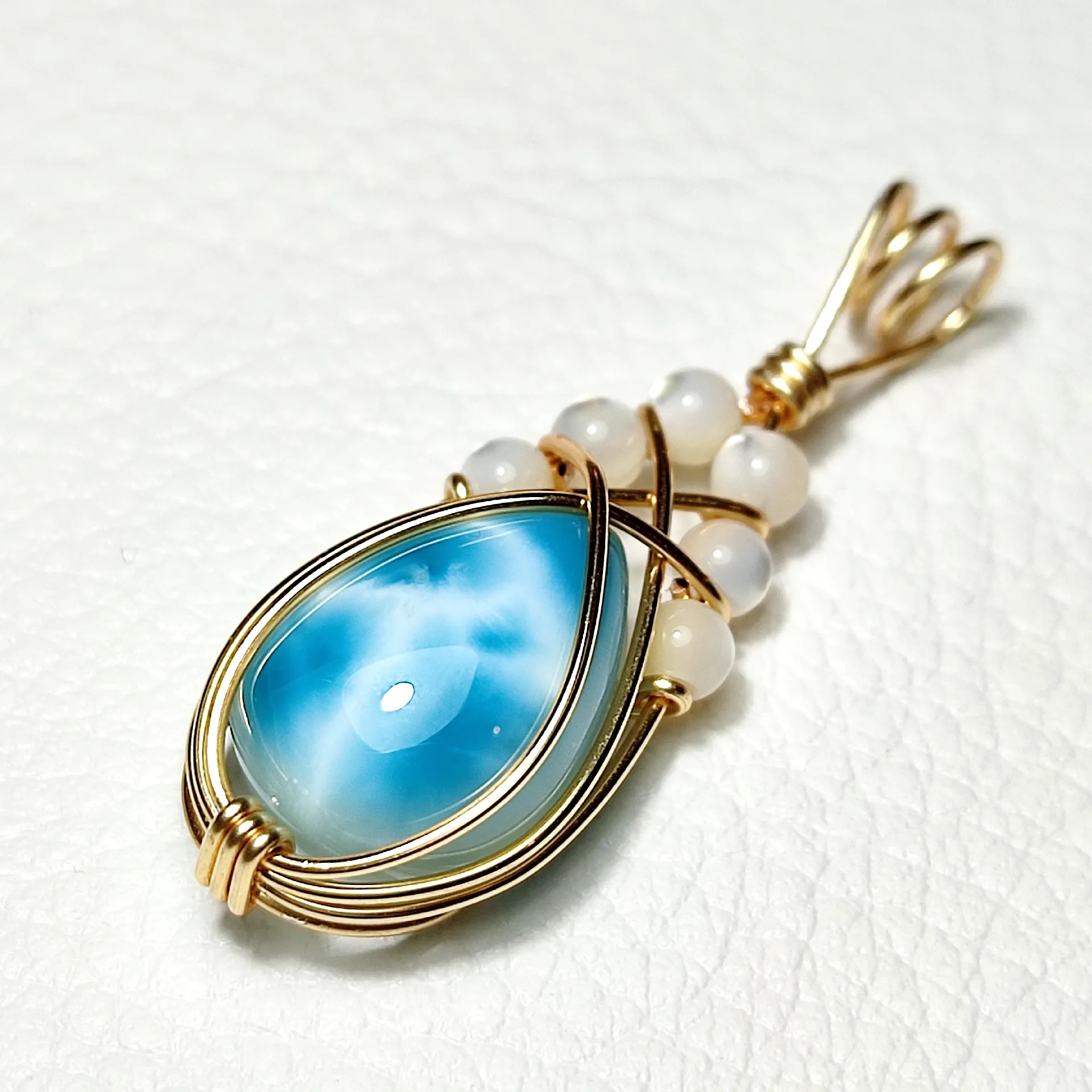 Sky Blue Larimar Necklace Charm | Gallery posted by Spiceya Atelier | Lemon8