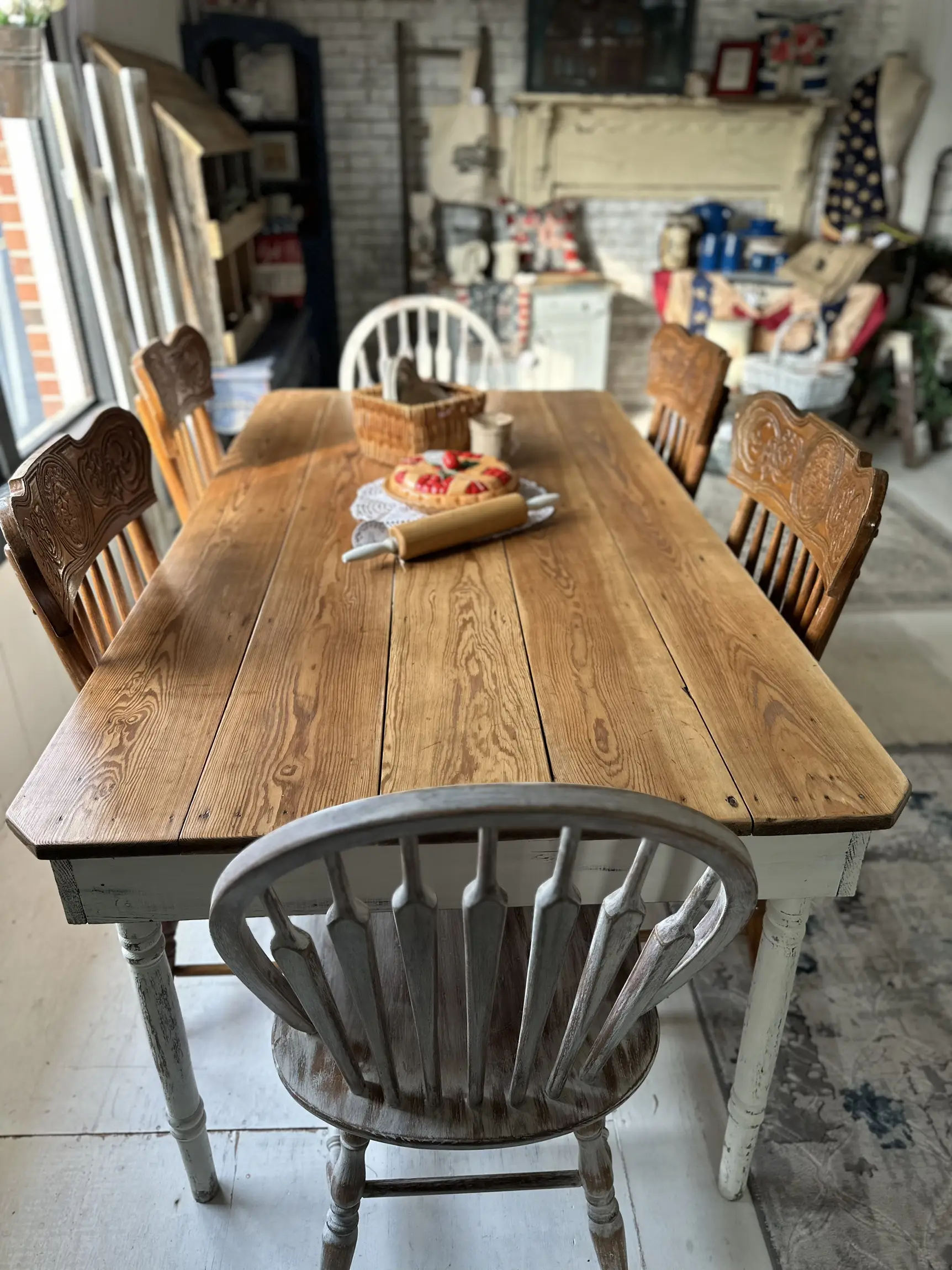 Upcycled pine table and chairs store