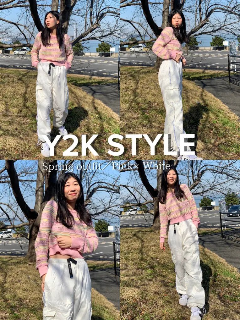 [Y2K] 10 ℃ + sunny day walk Corde 🚶‍♀️🌸💐🥰🚶‍♀️ Short Knit × Cargo Pants Healthy Spring Style🌸 ...