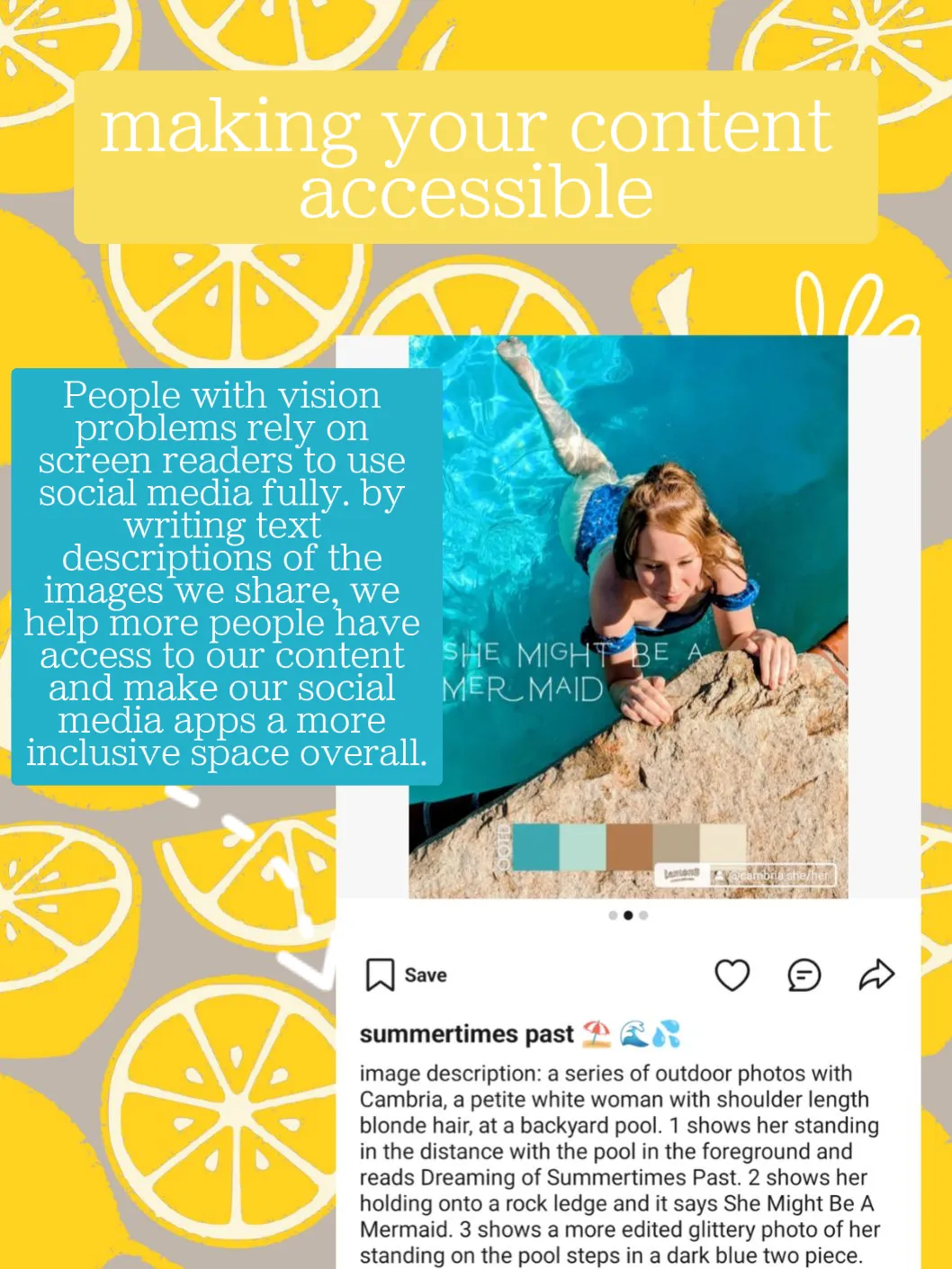 Making your content more accessible | แกลเลอรีที่โพสต์โดย cambria she/her | Lemon8