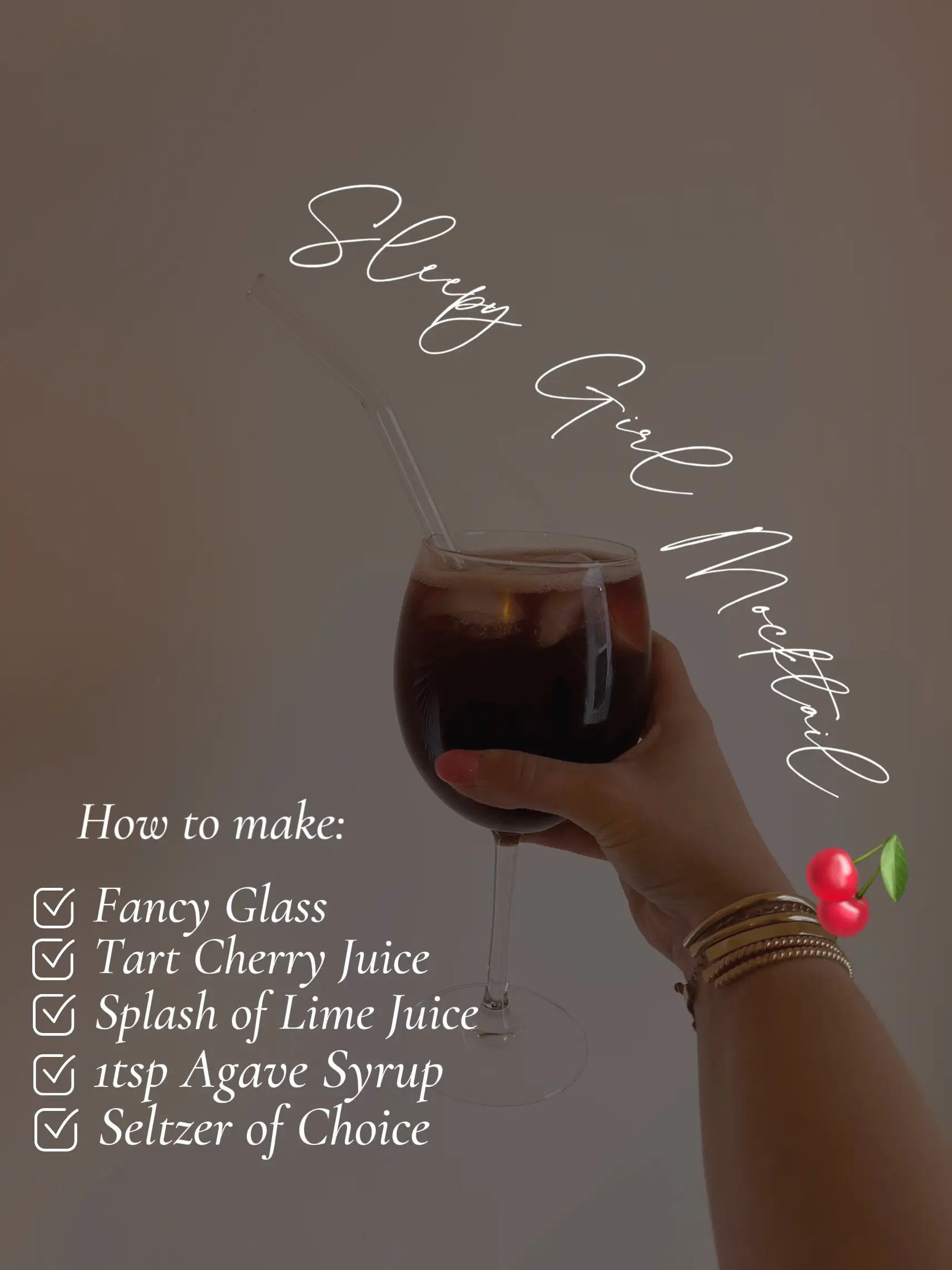 Sleepy Girl Mocktail 🍒 | แกลเลอรีที่โพสต์โดย Hannah Merideth | Lemon8