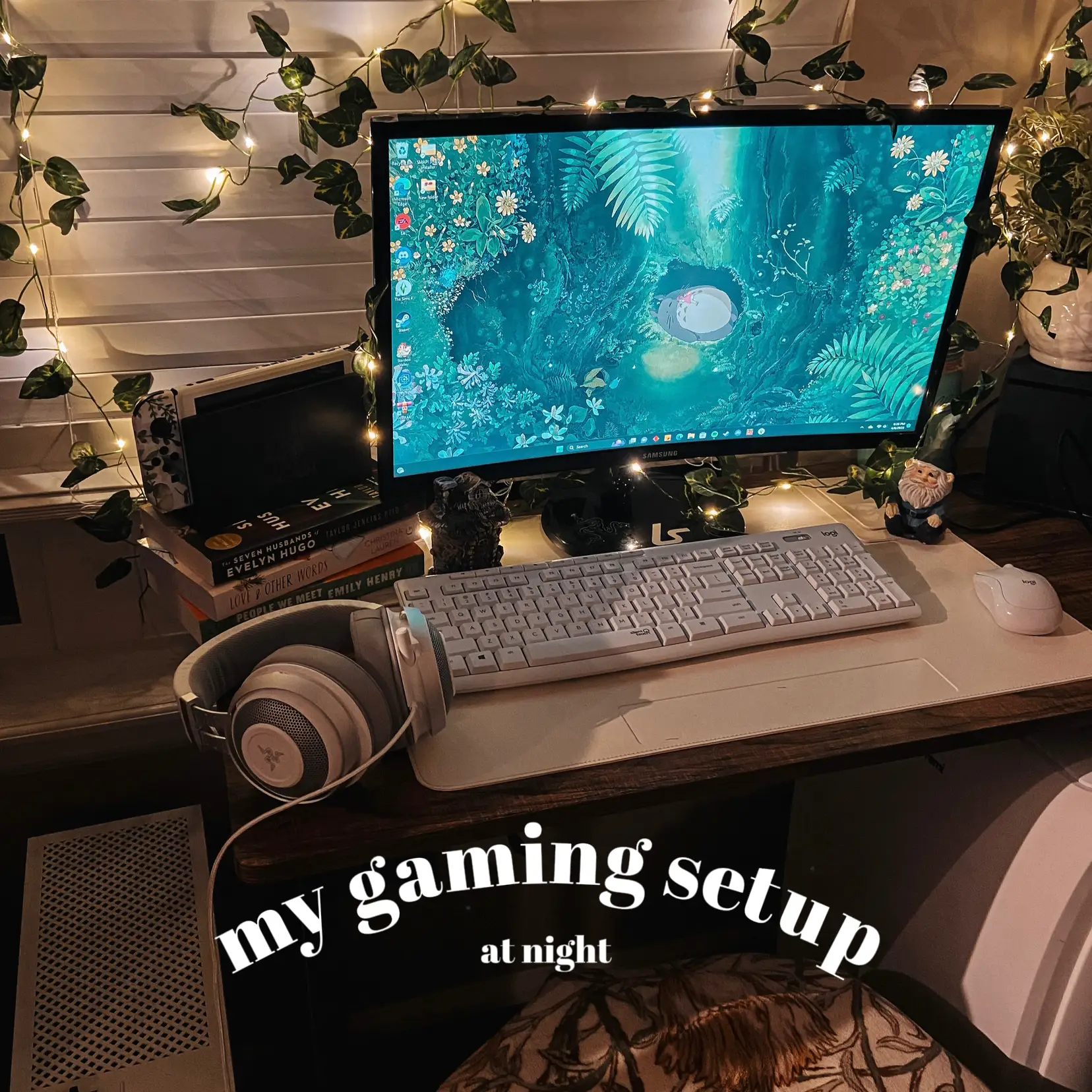 my gaming setup at night | Gallery posted by lucy | Lemon8