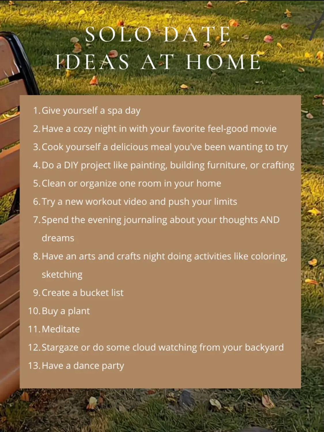 30 solo date ideas *save this list* | Gallery posted by Meredith Jao ...