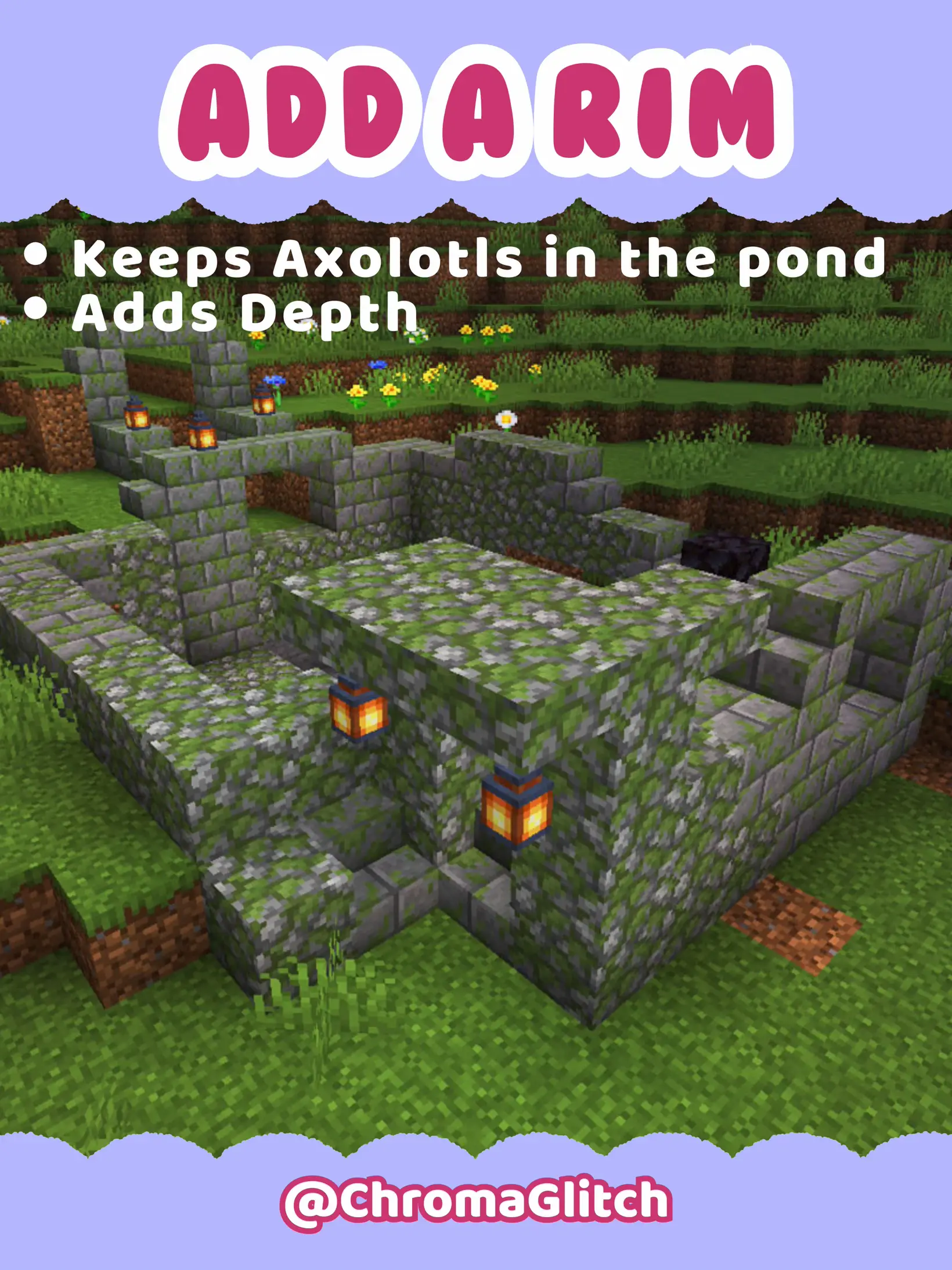 Minecraft Axolotl Pond Tutorial | Gallery posted by 🌻ChromaGlitch | Lemon8