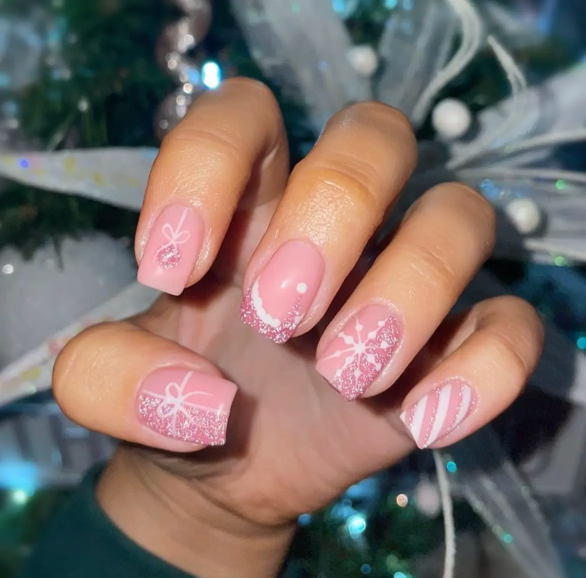 pink Christmas nail inspo | Gallery posted by jassss 🎀💕 | Lemon8