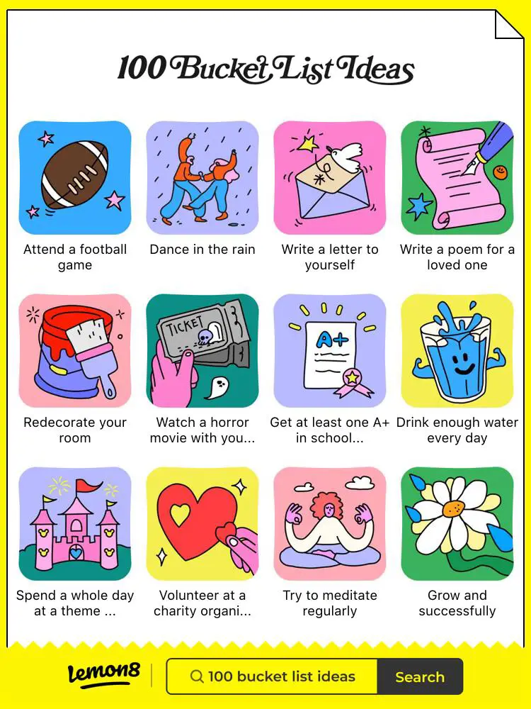 Check out 100 Bucket List Ideas! | Gallery posted by Bugbug2k24 | Lemon8