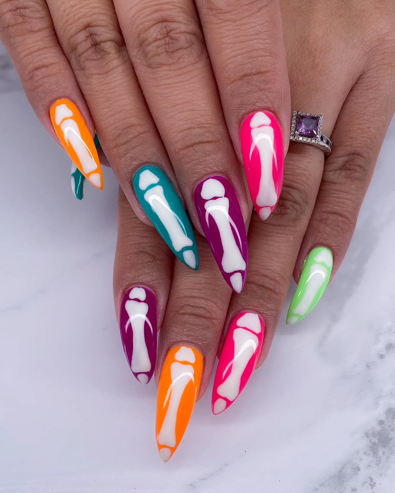 Skeleton bones nails | Gallery posted by Brandy | 💅🏻 | Lemon8