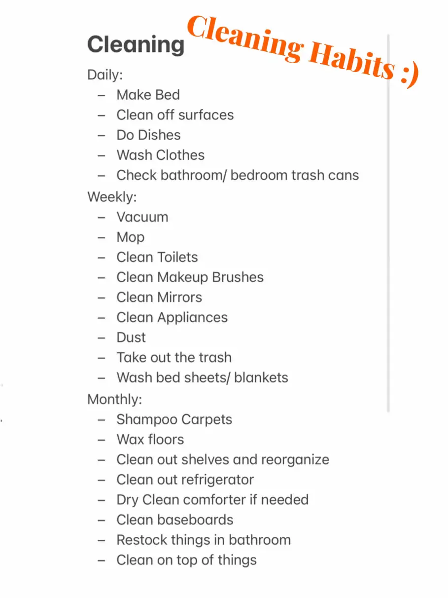 Cleaning Habits :) | Gallery posted by var 🧸🫧 | Lemon8
