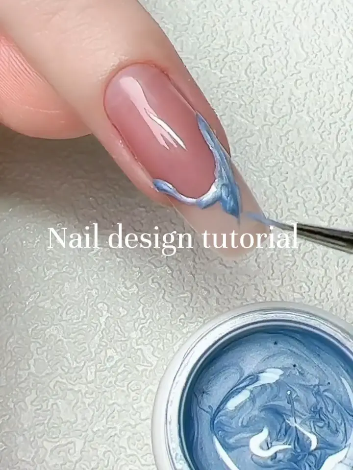 Nail design tutorial 🩵 | Video published by Nail Inspo Tree | Lemon8