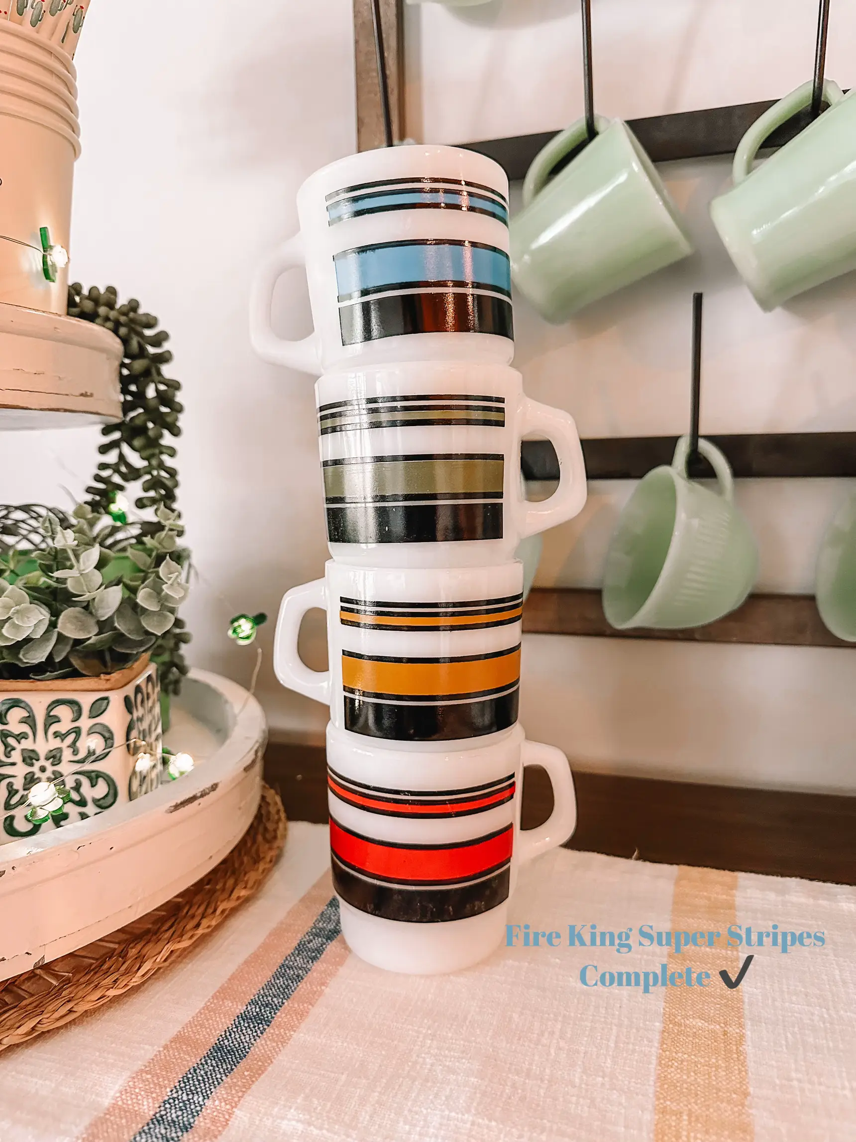 Fire King Super Stripes Complete ️ | Galeri disiarkan oleh Olivia | Lemon8