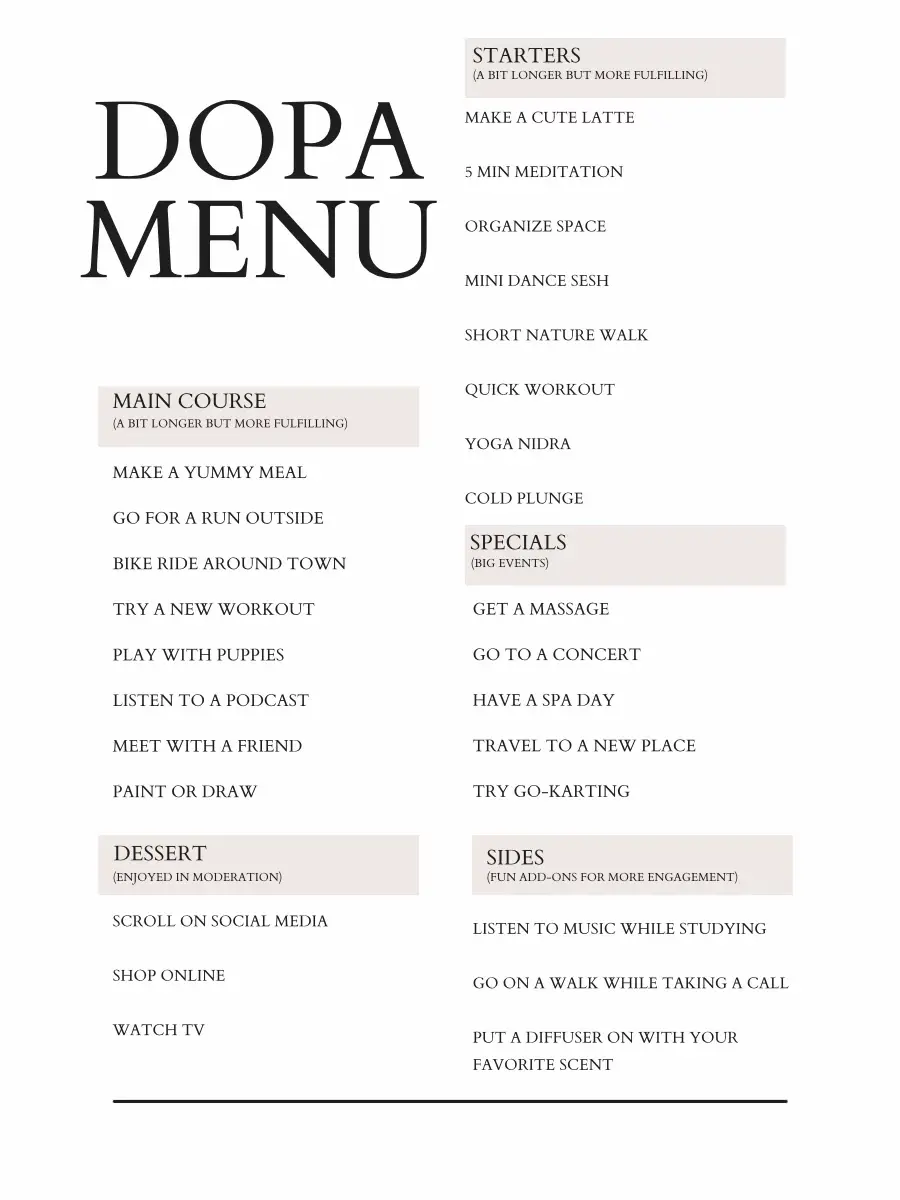 I MADE A DOPAMENU IDEAS TO STIMULATE YOUR BRAIN🧠 | Gallery posted by ...