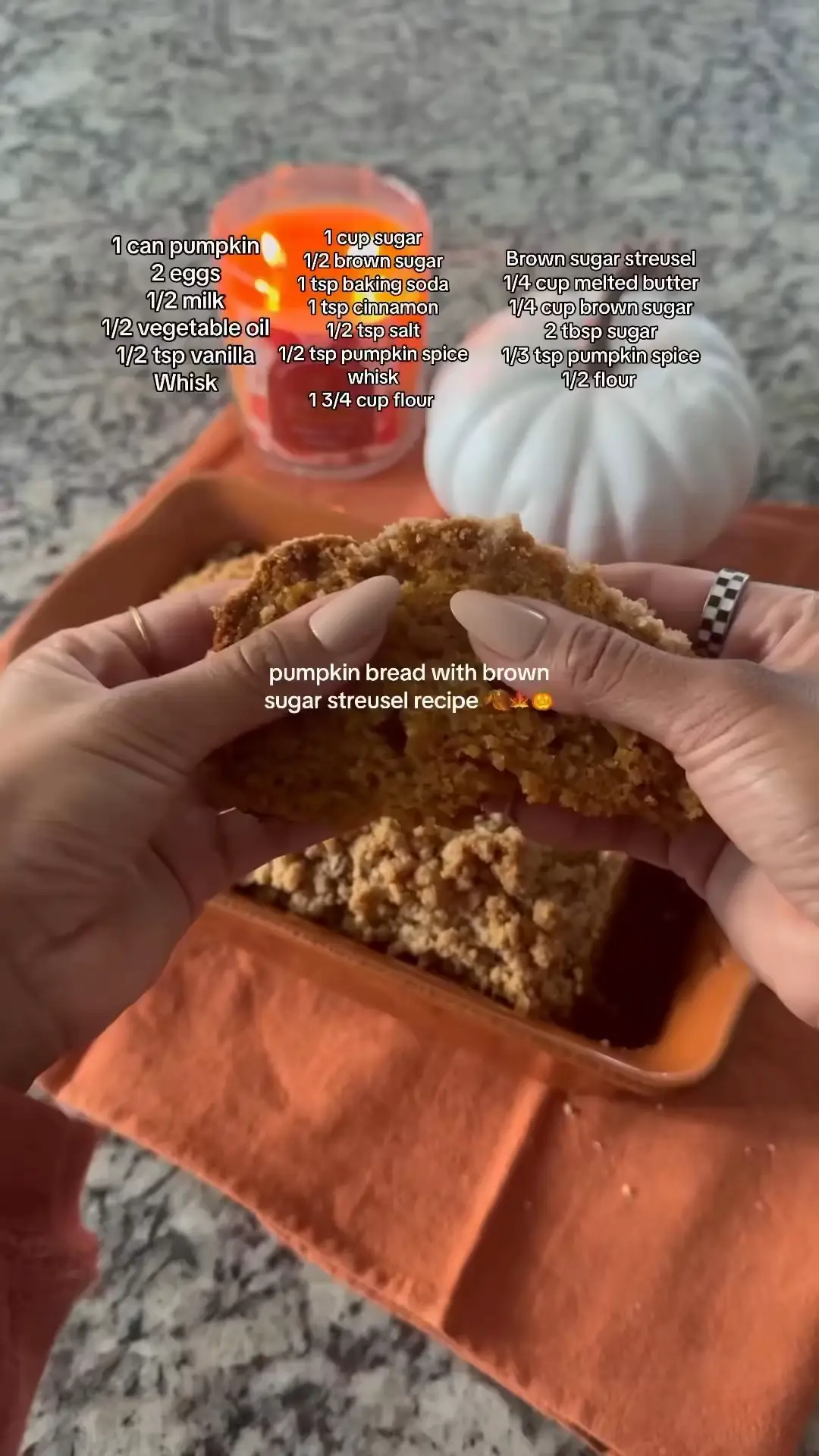 Pumpkin bread with brown sugar streusel | Video published by The Merry Mood | Lemon8