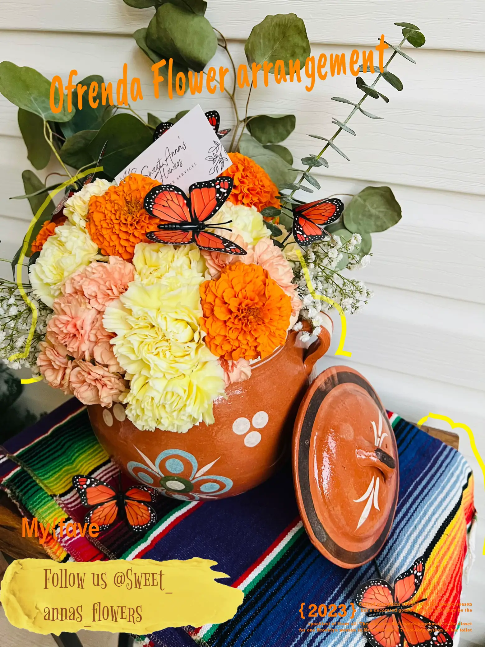 Ofrenda Flower arrangement 🦋🧡 | Gallery posted by Anna | Lemon8