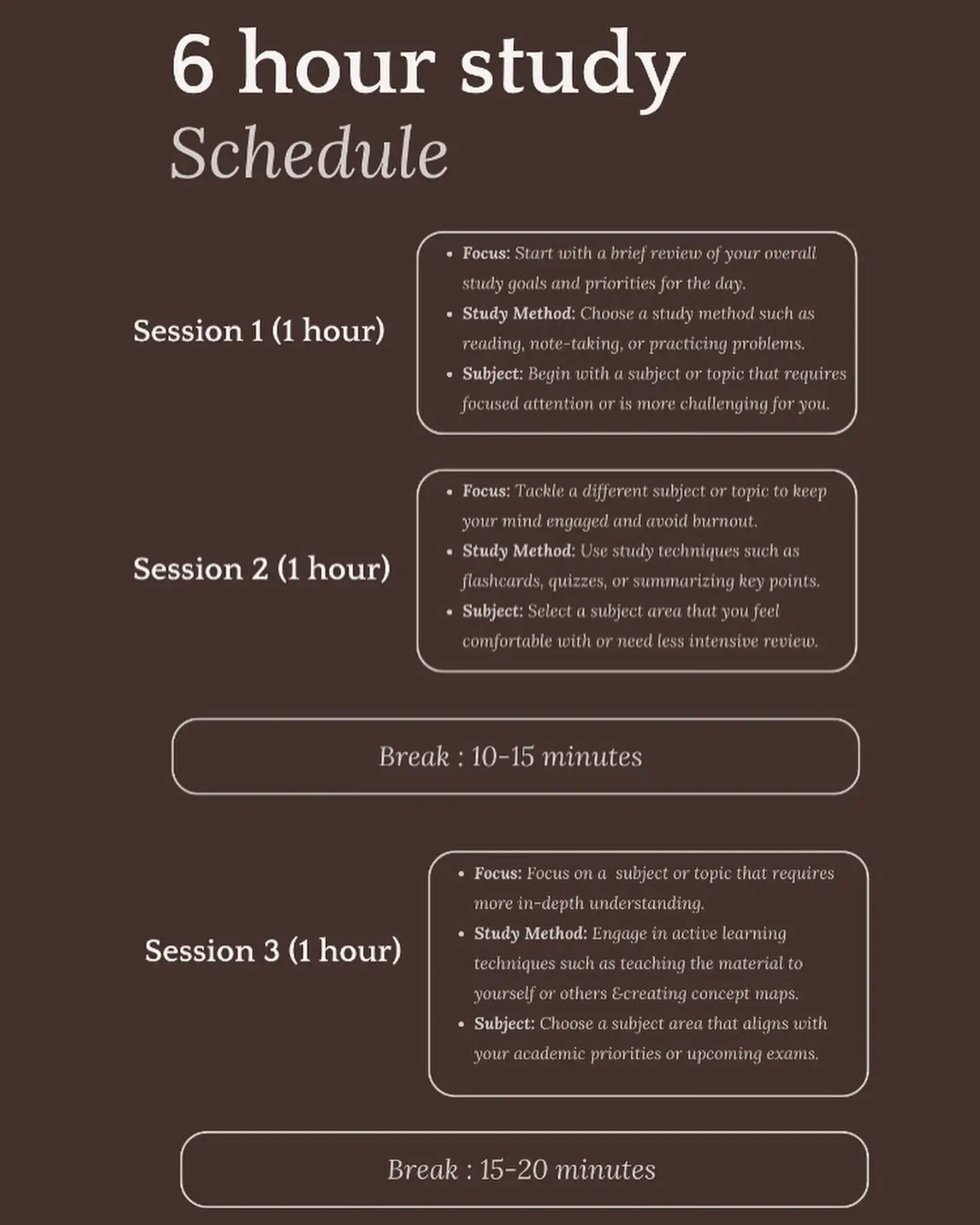 Easy A 6 hour study schedule ⭐️📚 | Gallery posted by Ari | Lemon8