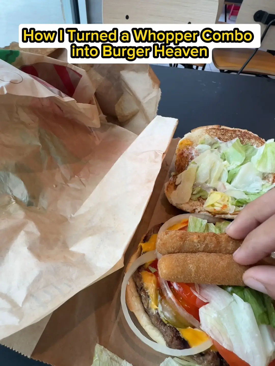 I turned a whopper combo into burger heaven | Video published by FastFoodsHunter | Lemon8